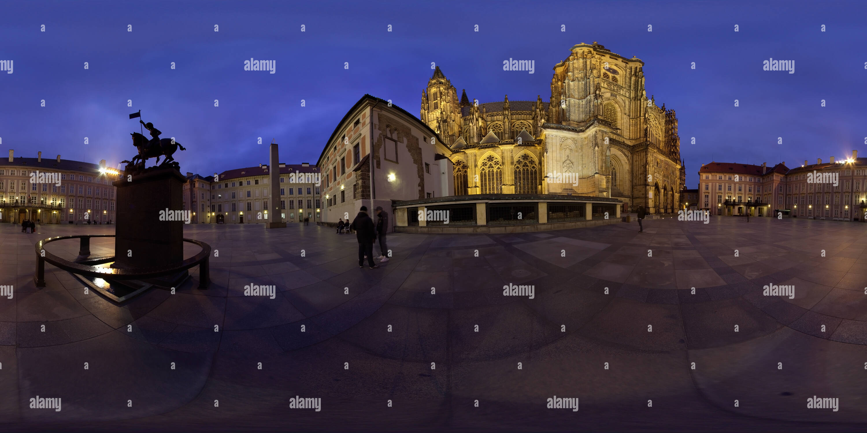 360° view of The Third Courtyard of Prague Castle in Blue Hour - Alamy