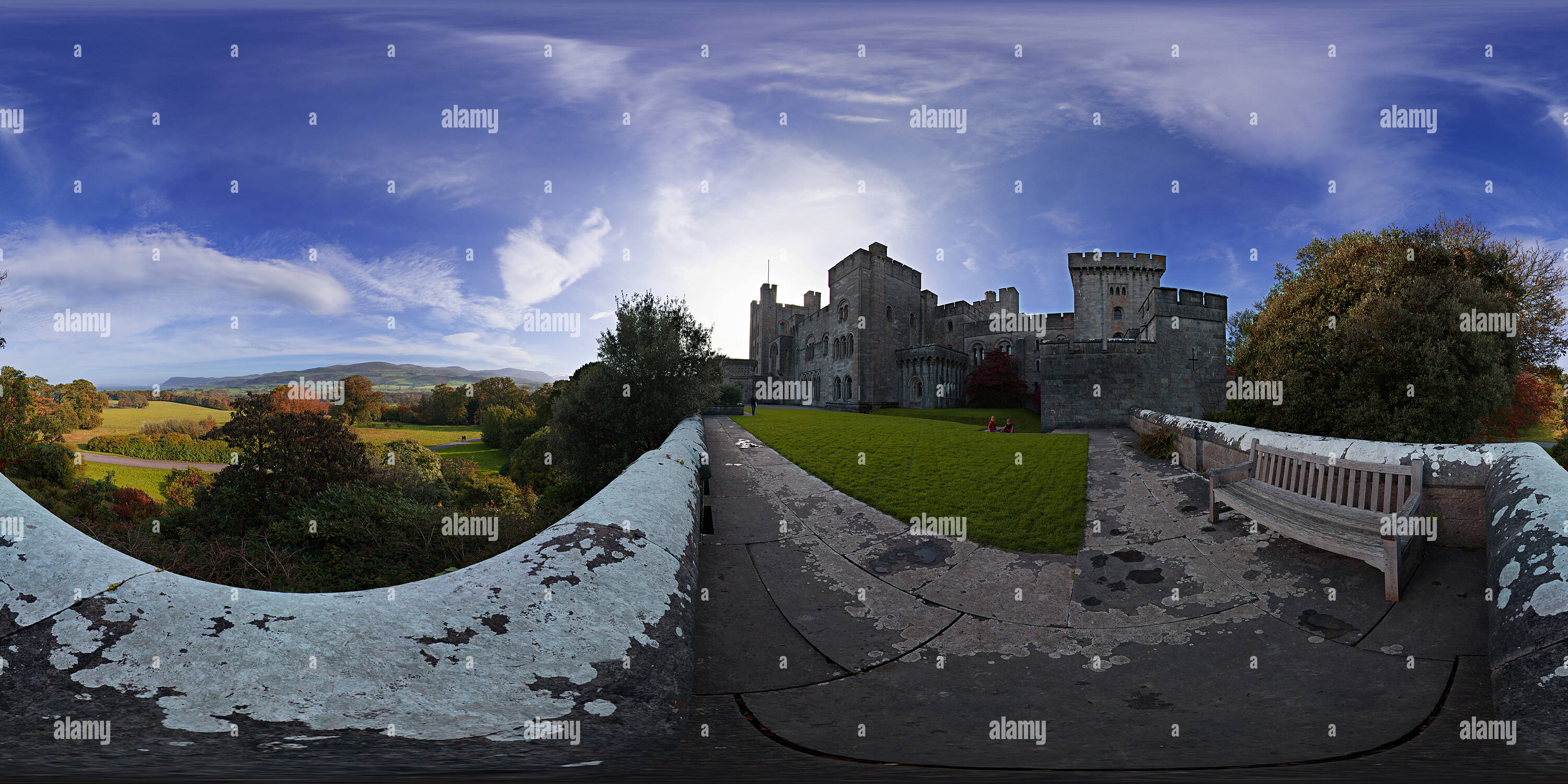 360° view of Penrhyn Castle - Autumn colours - Alamy
