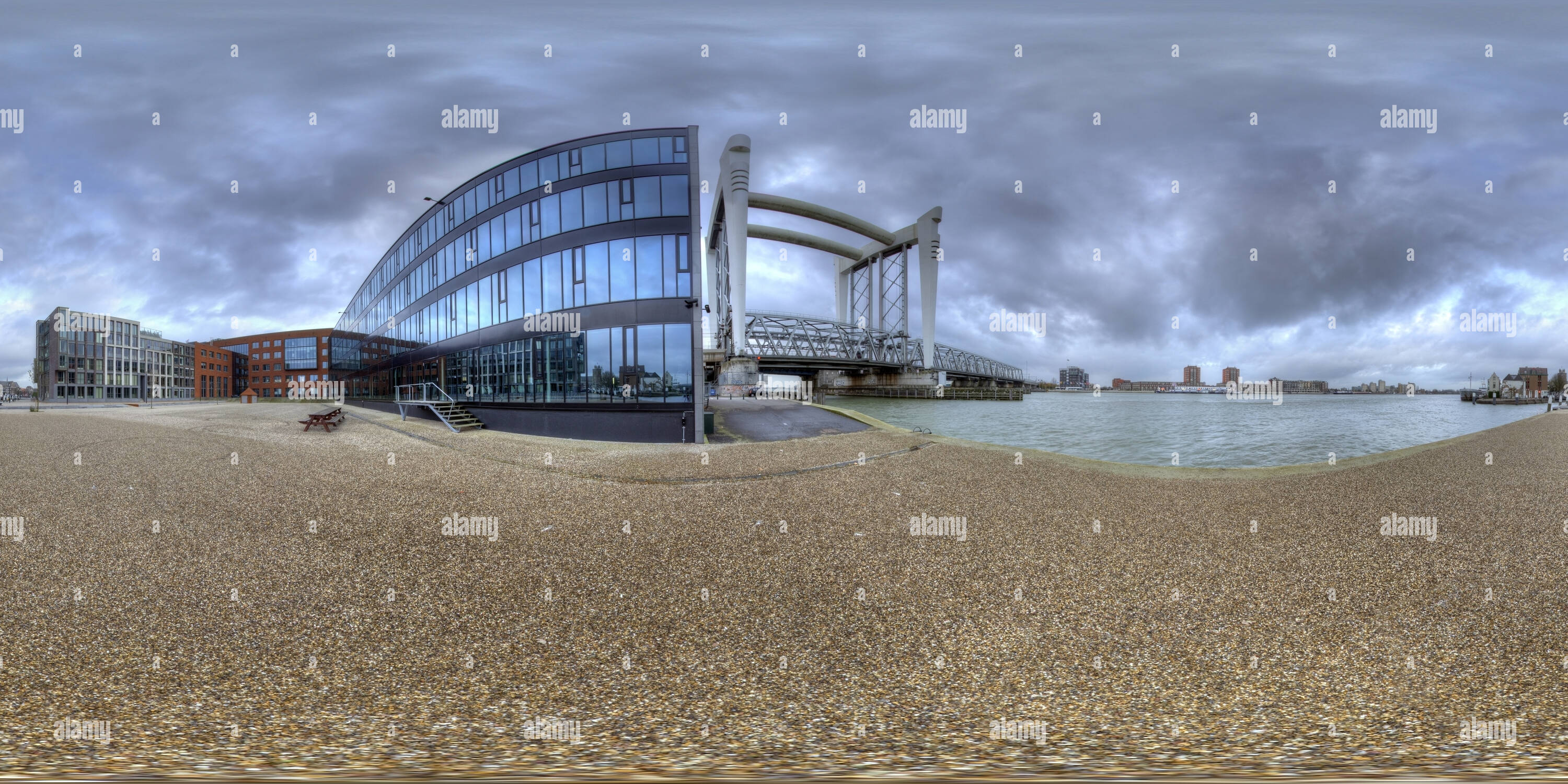 360° view of Draai Dordrecht with view on railway-bridge - Alamy