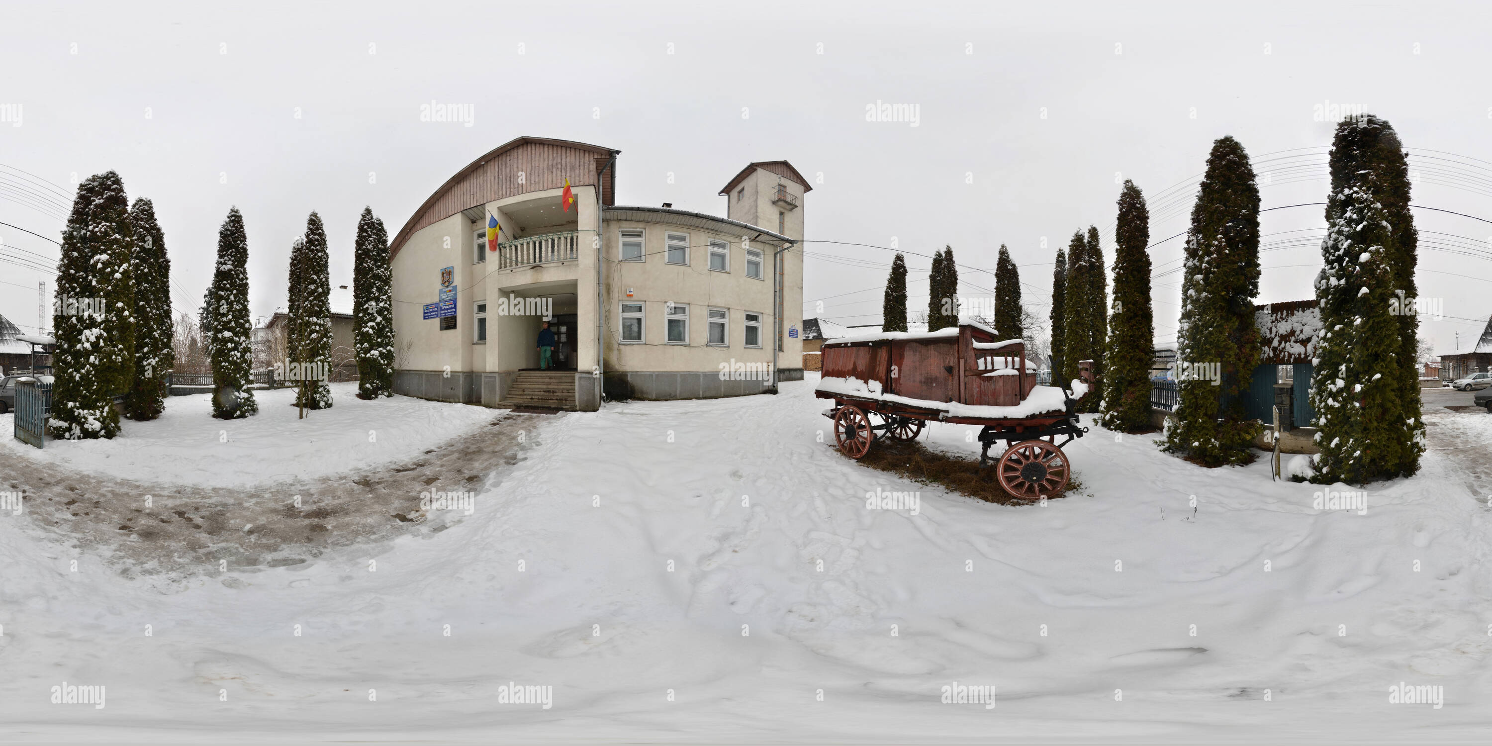 360° view of Town Hall, Remeti, Maramures, Romania - Alamy