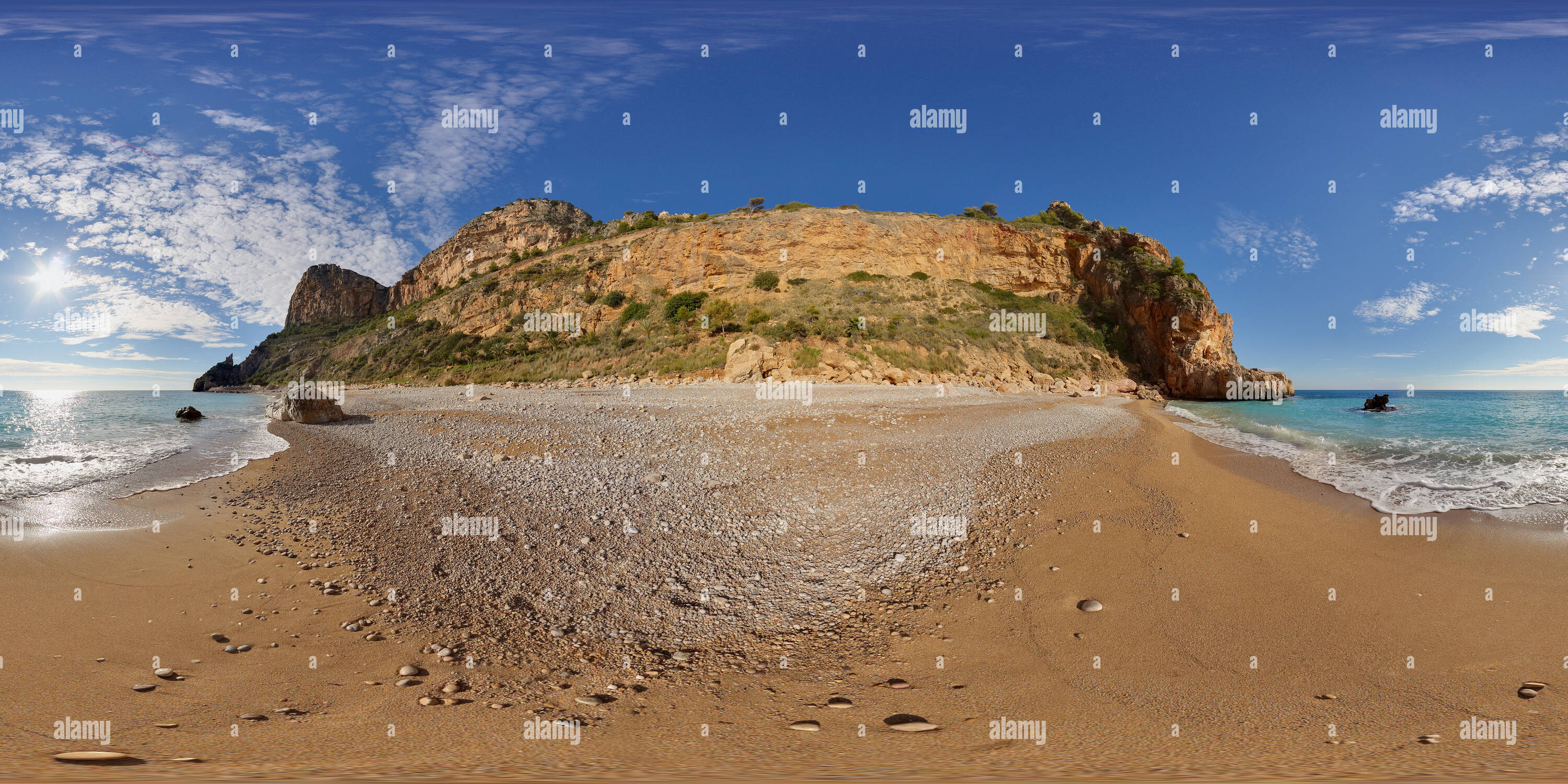 360° view of Moraig beach, Benitaxel - Alamy
