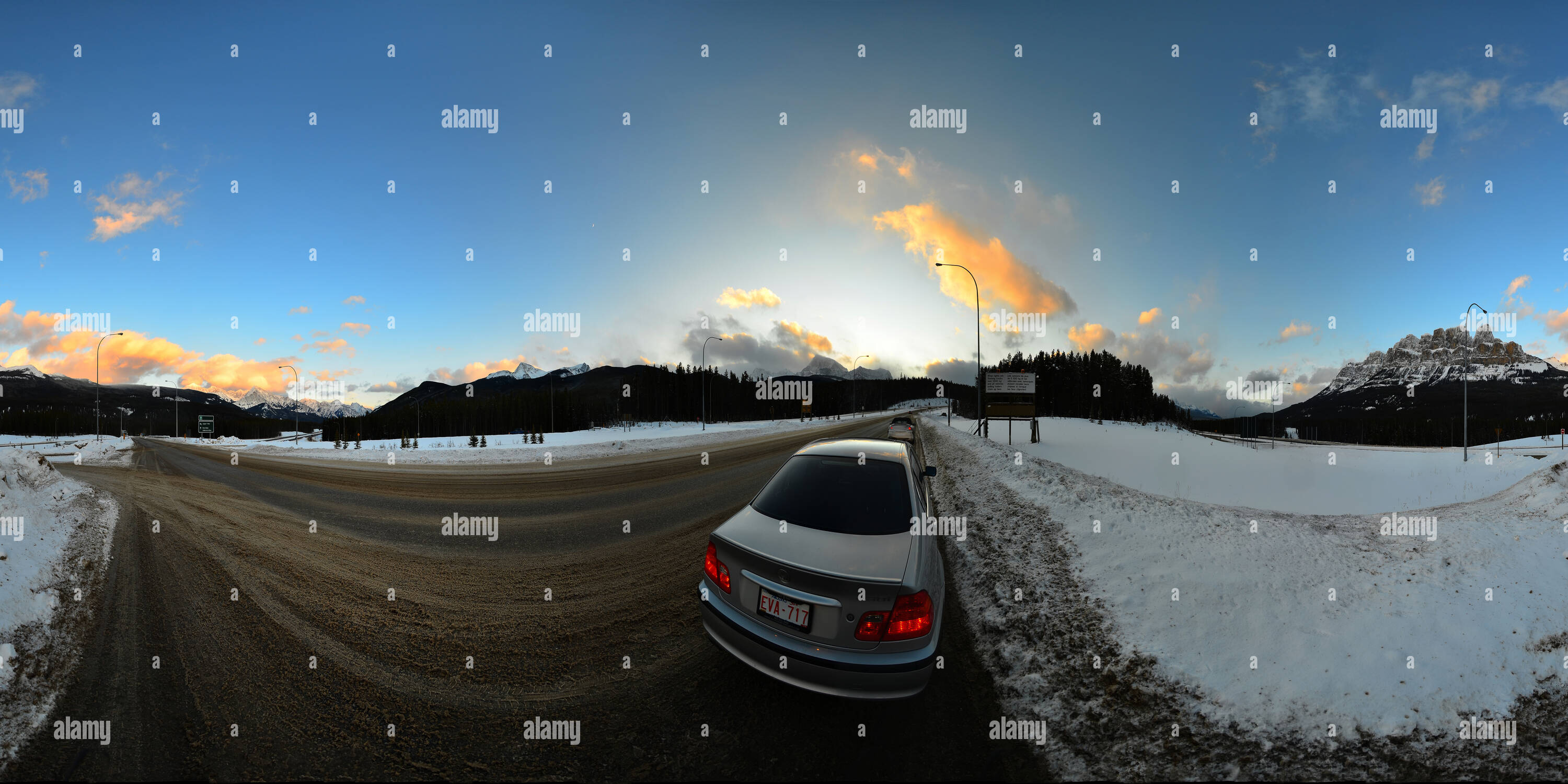 360° view of Castle Junction, Trans Canada Highway - Alamy