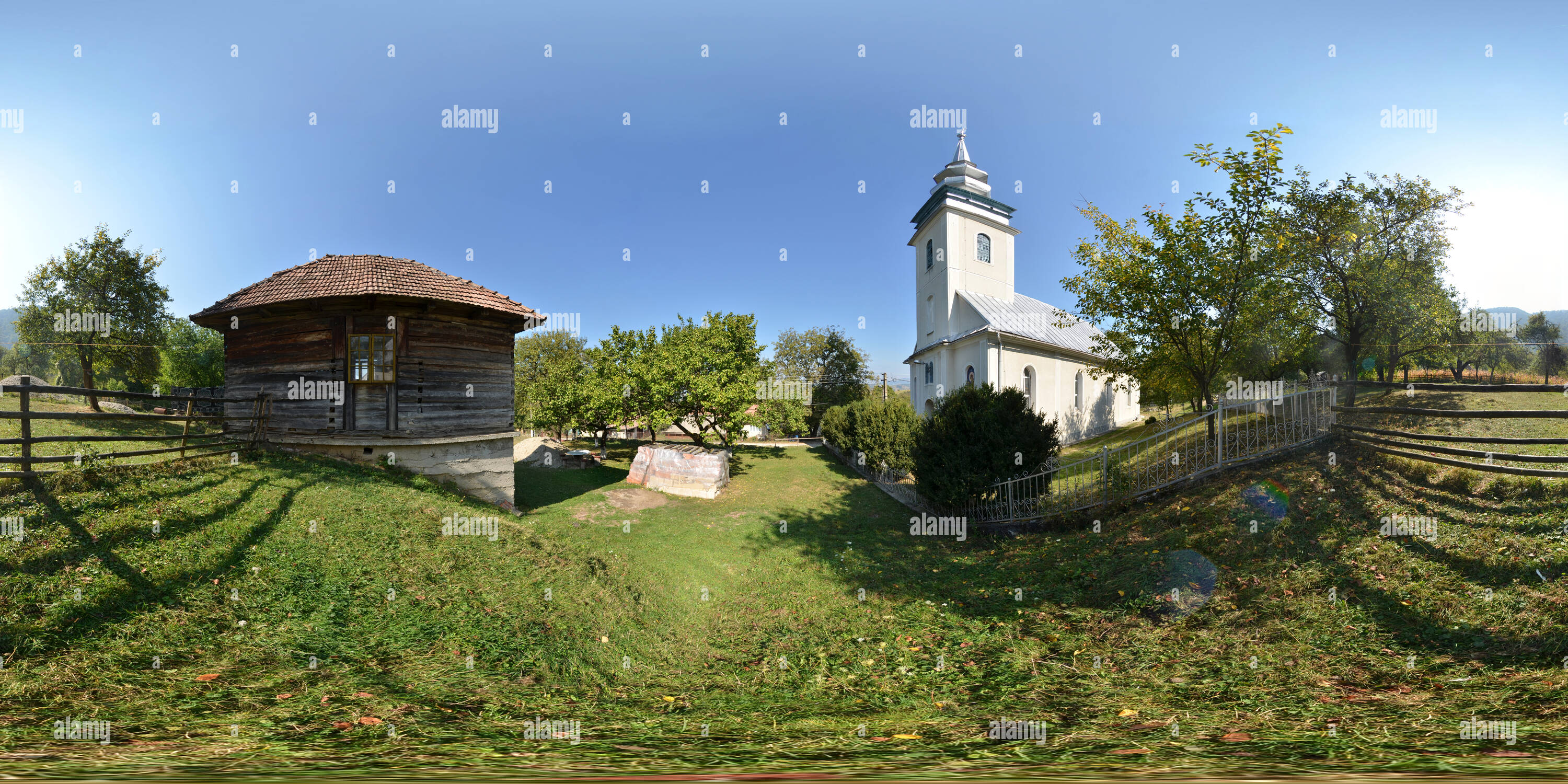360° view of „Holy Archangels” Church 1896, Magureni, Maramures ...