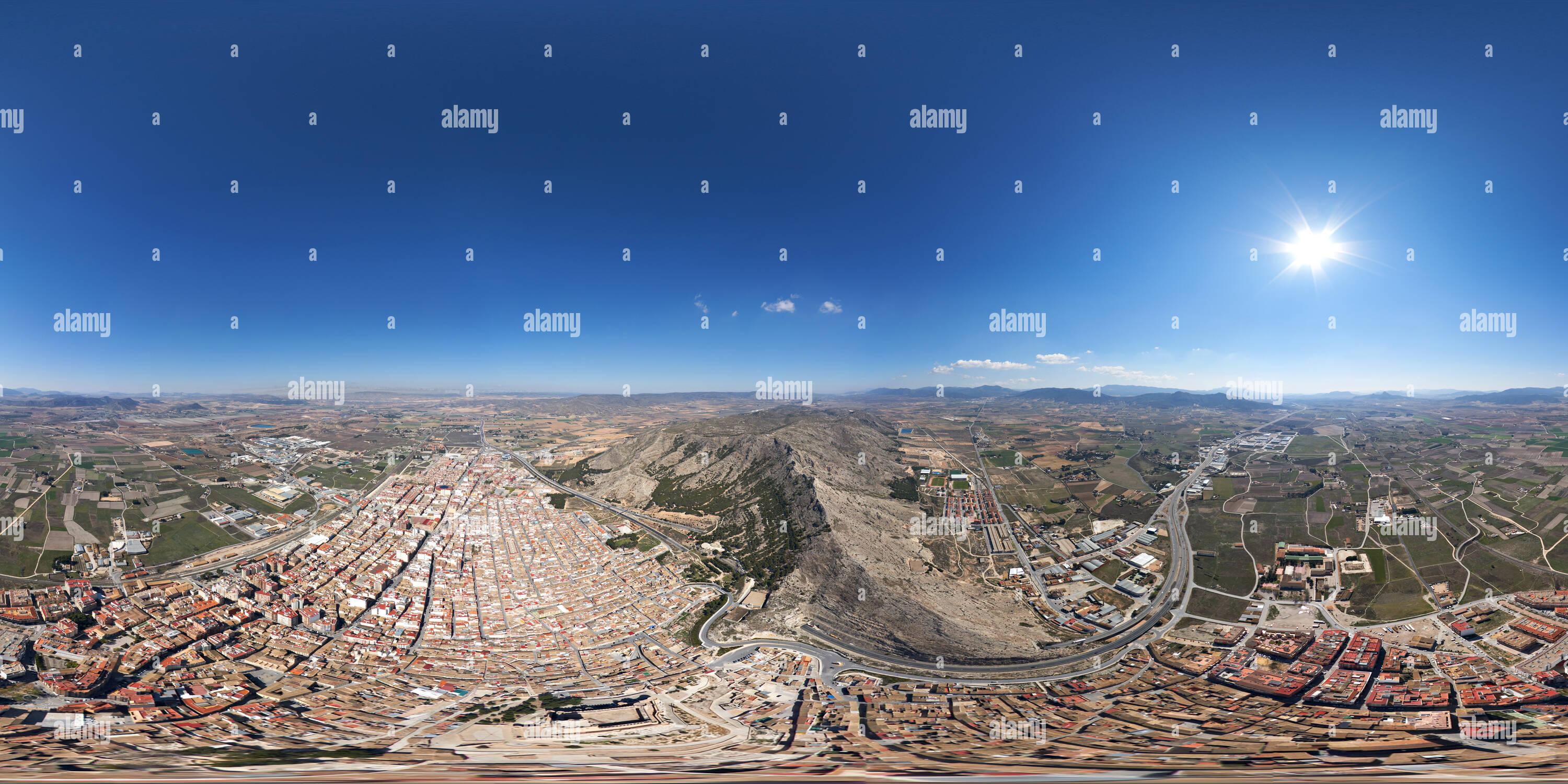 360° view of Panoramic aerial view over Villena, Spain - Alamy