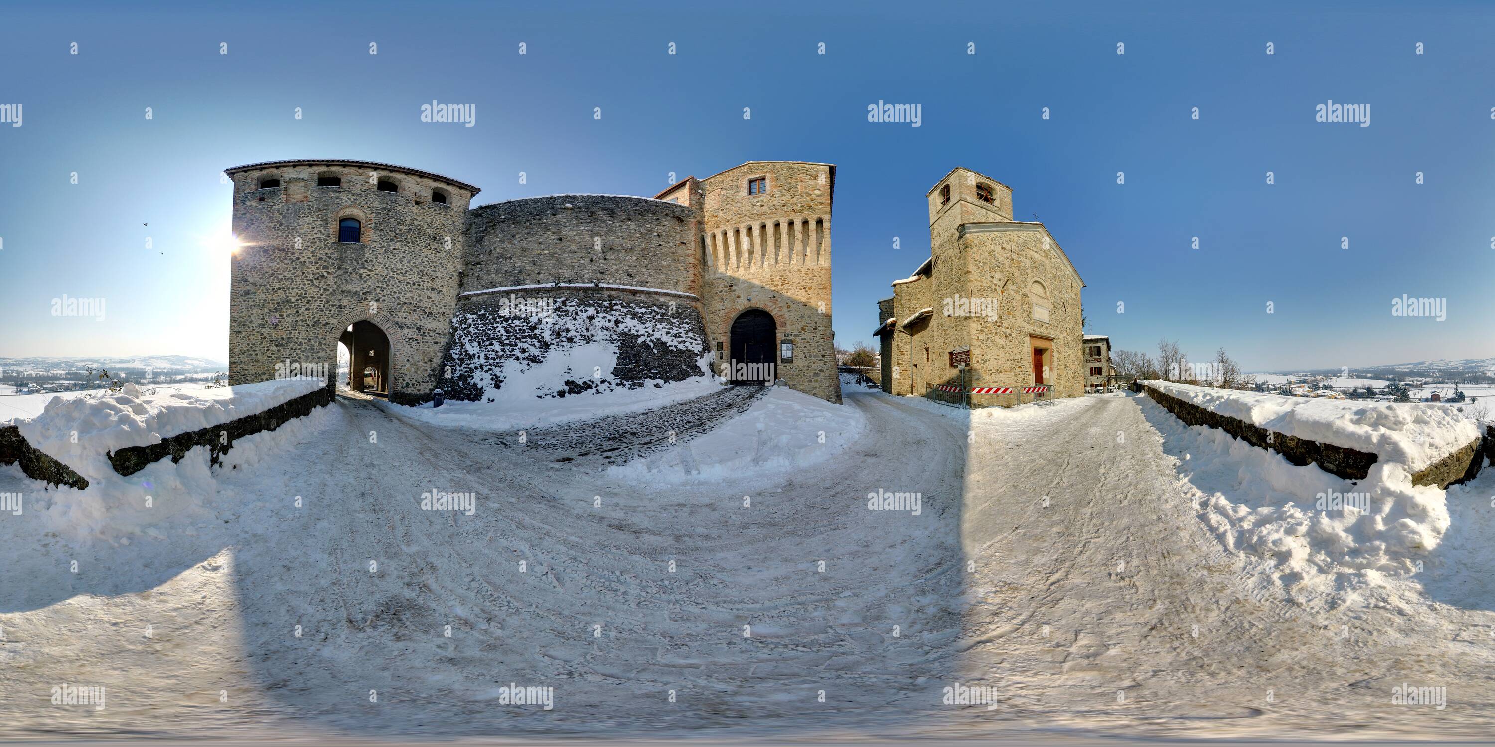 360° view of Torrechiara Castle Entrance - Alamy