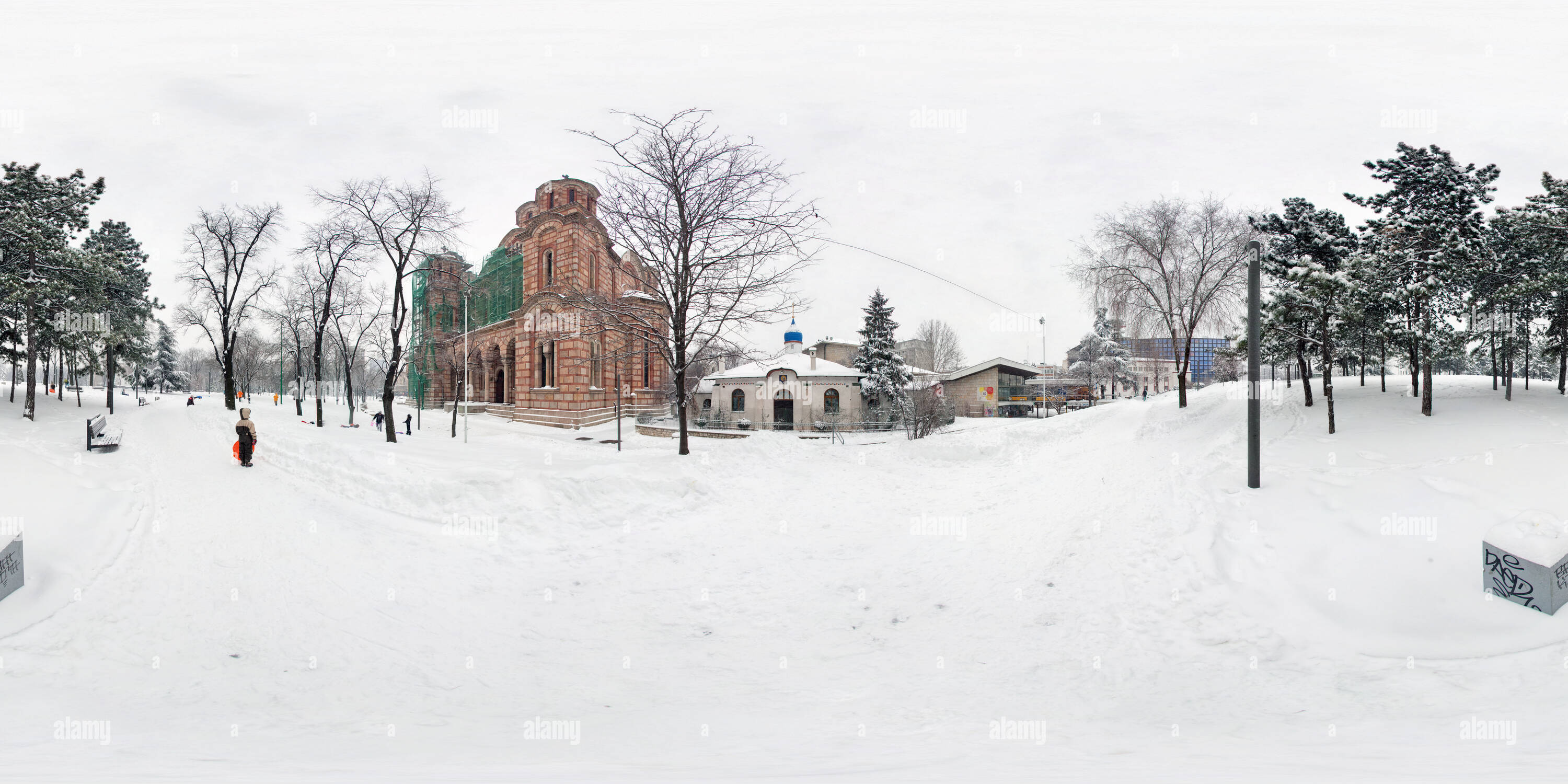 360° view of Tasmajdan park - St Mark Church - Winter - Alamy