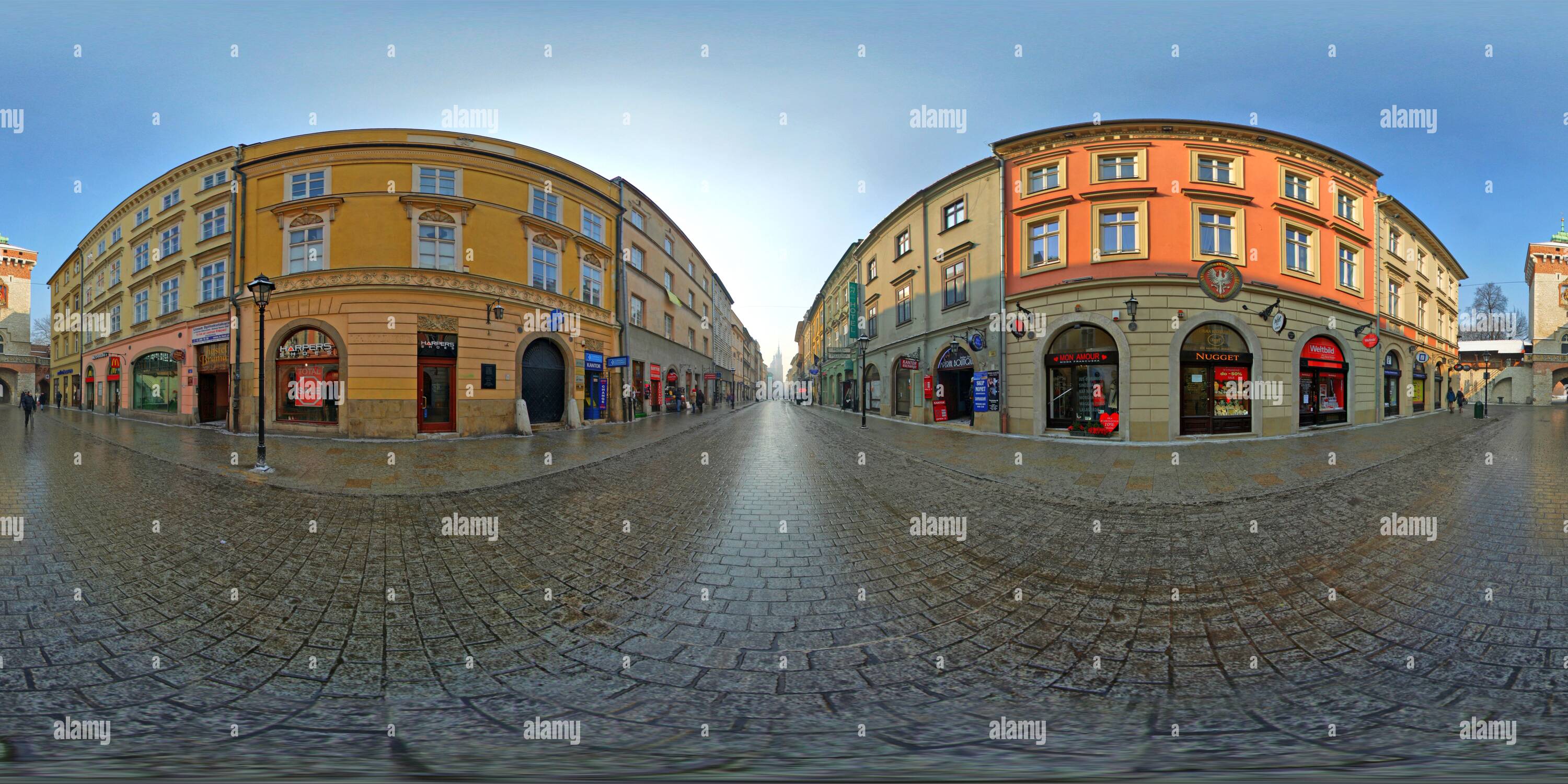 360° view of Florianska Street and Gate in Cracow - Alamy
