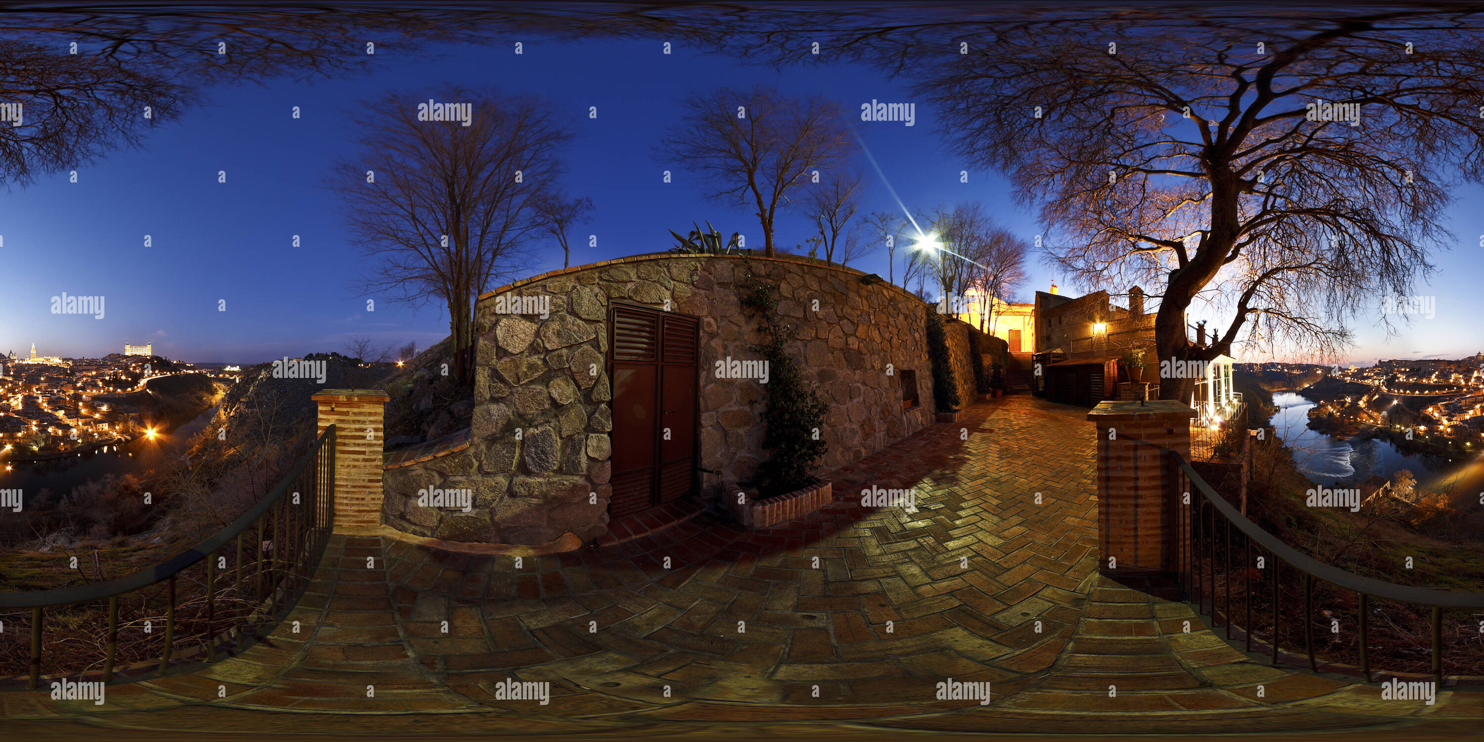 360° view of toledo by night from la ermita restaurant - Alamy