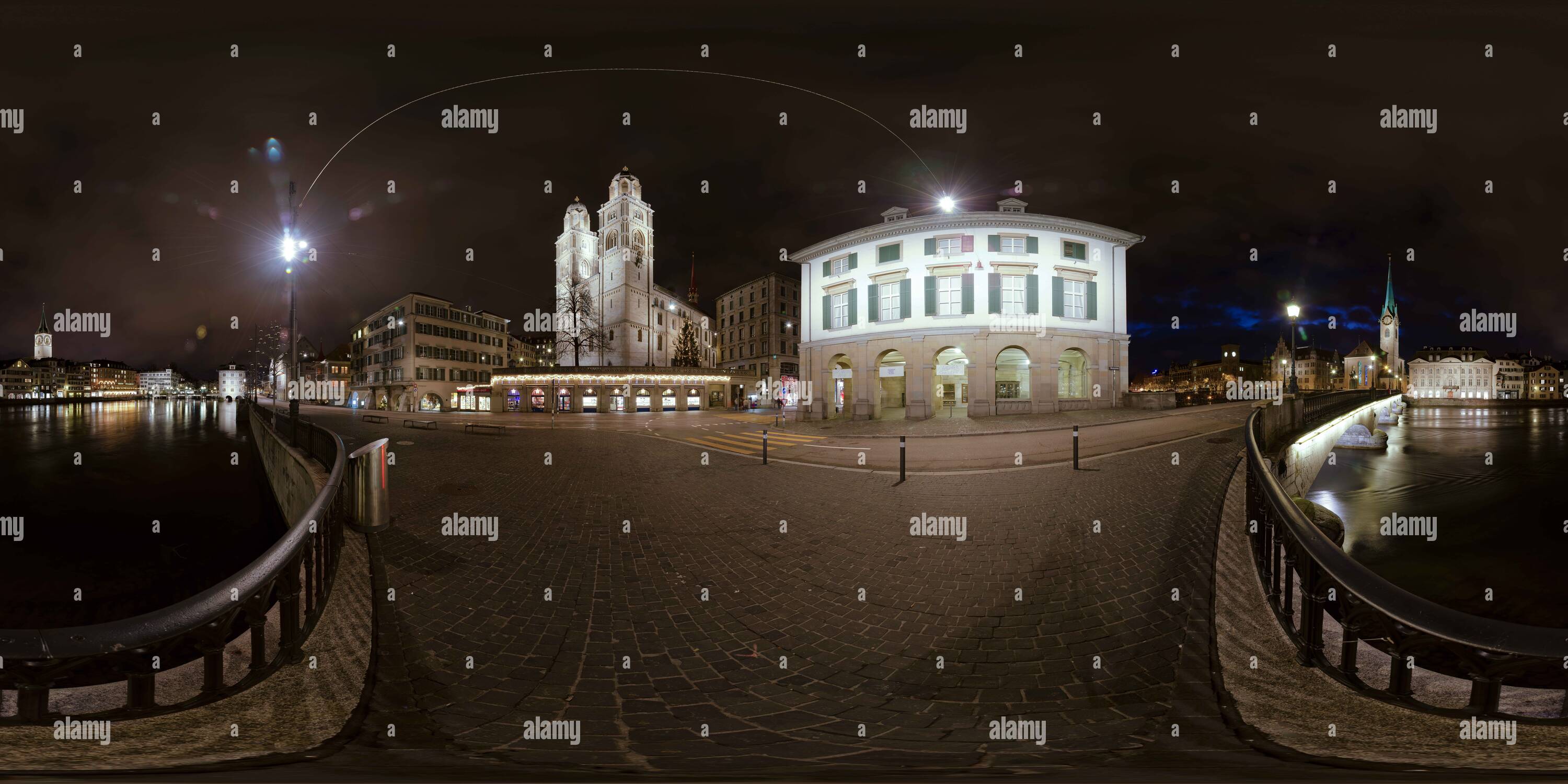 360° view of Zürich Limmatquai by Night - Alamy