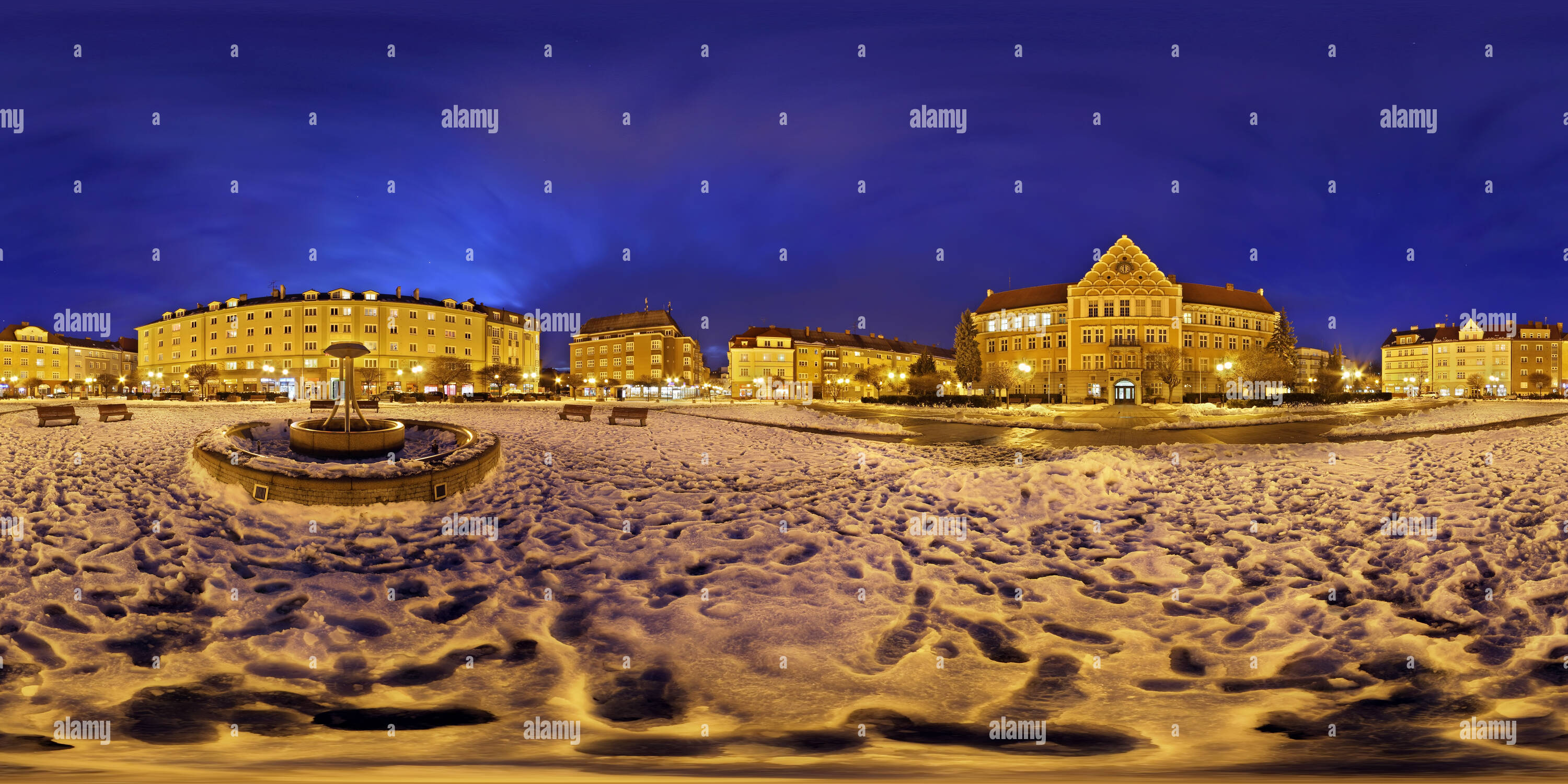 360° view of Cesky Tesin - namesti CSA v zime - Alamy