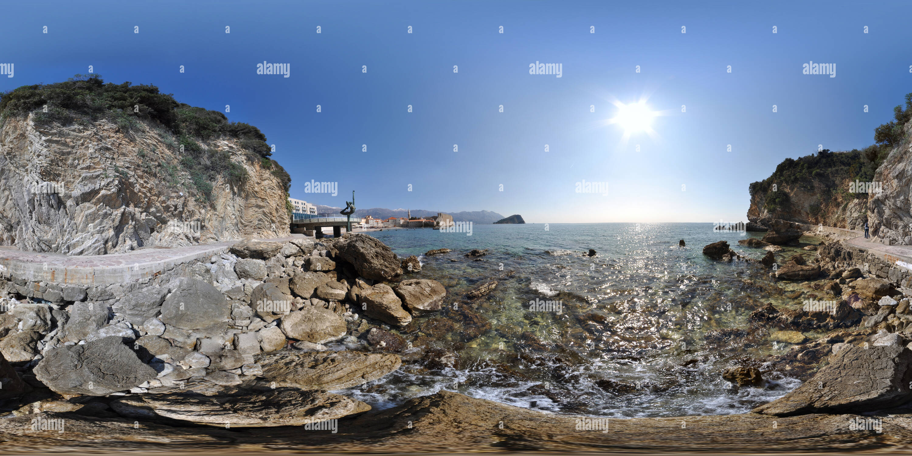 360° view of Cliffs Near Old Town Budva, March 2012 - Alamy