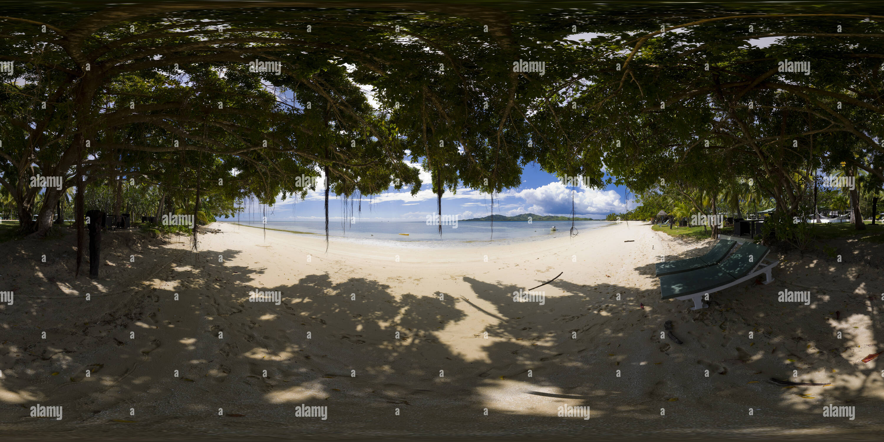 360° view of Lomani Island Resort Beach in Fiji - Alamy