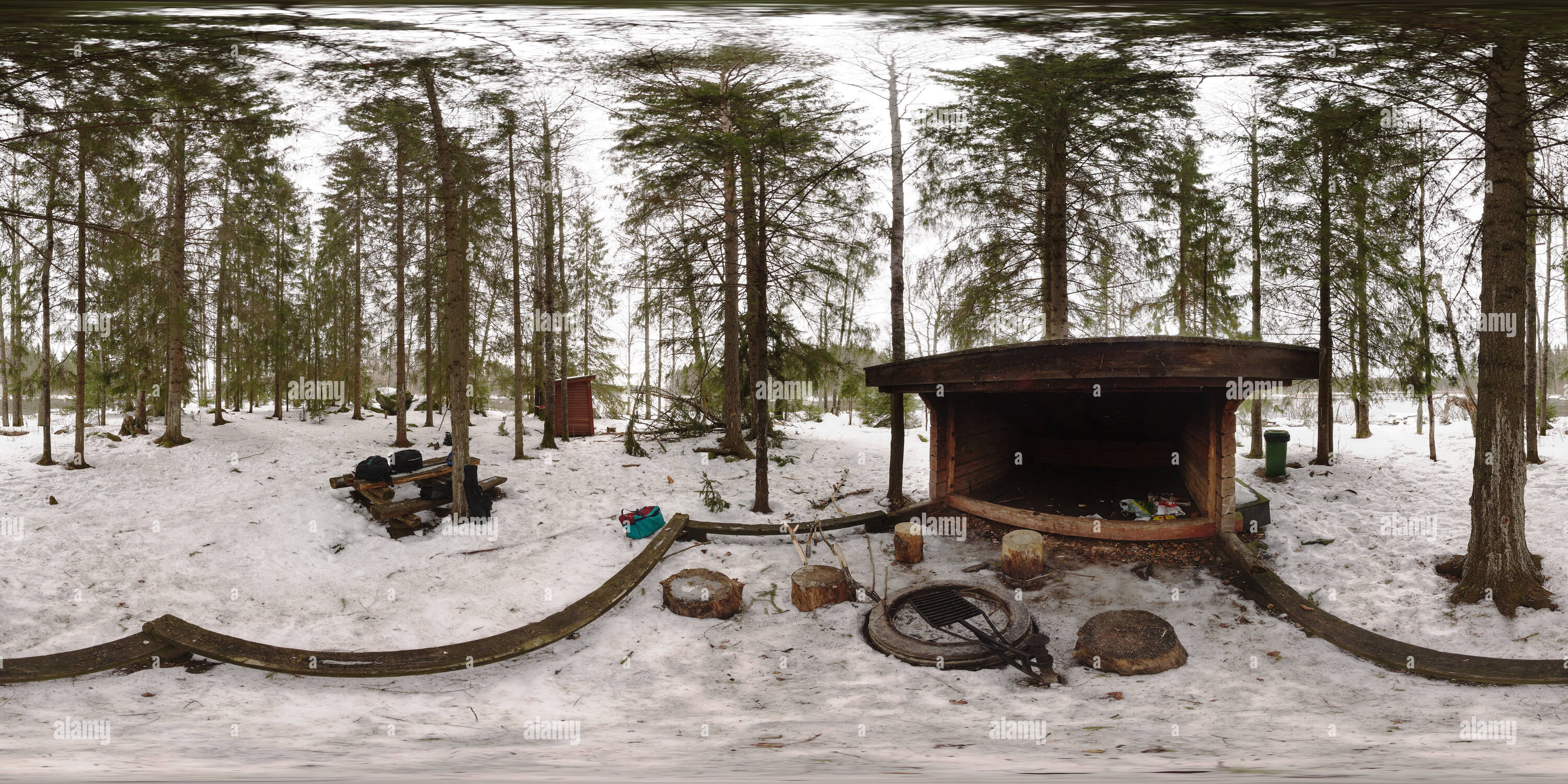 360° view of Lean-to and campfire site in Konnus, Leppävirta - Alamy