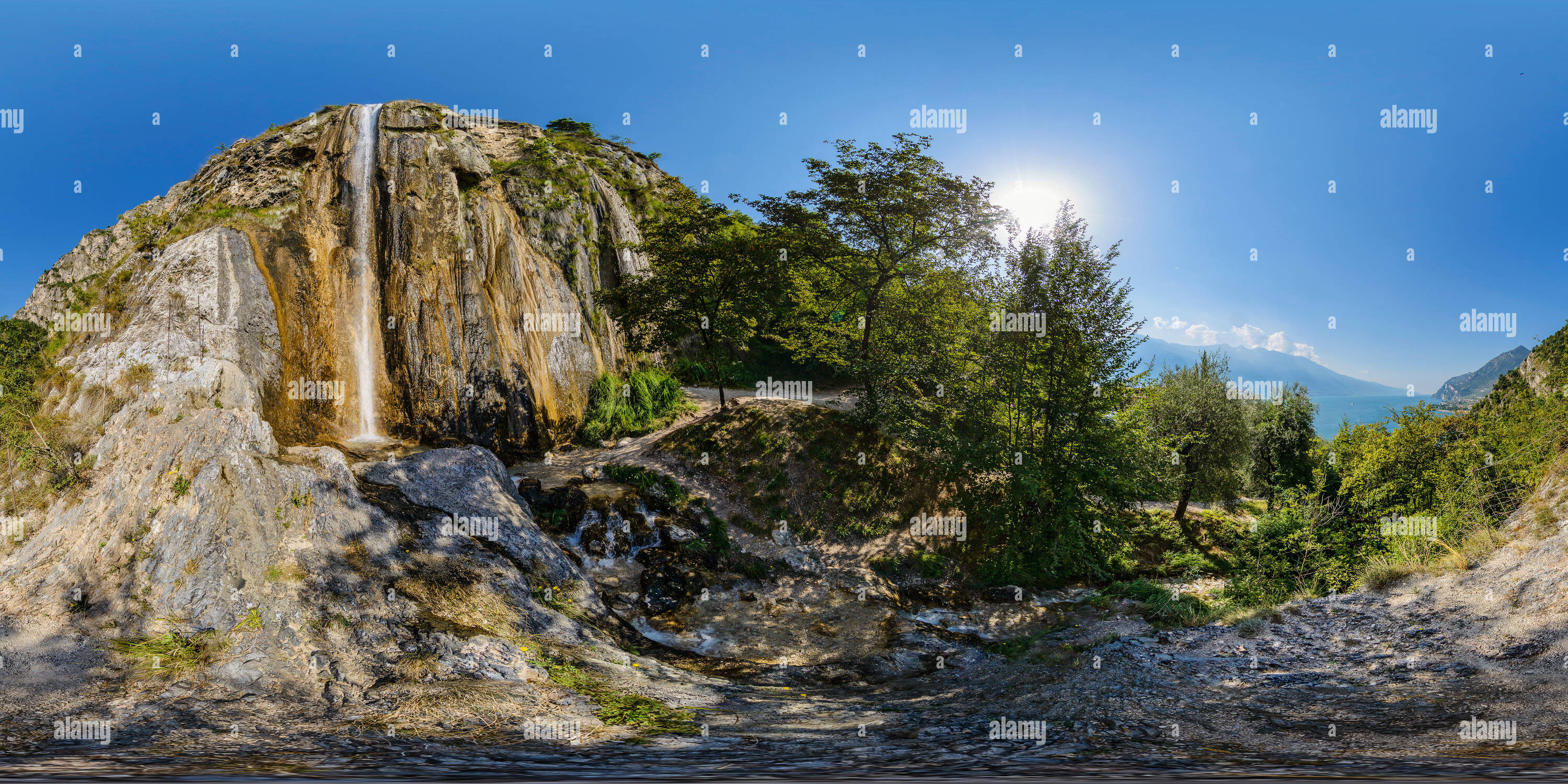 360° view of Waterfall above Limone Sul Garda - Alamy