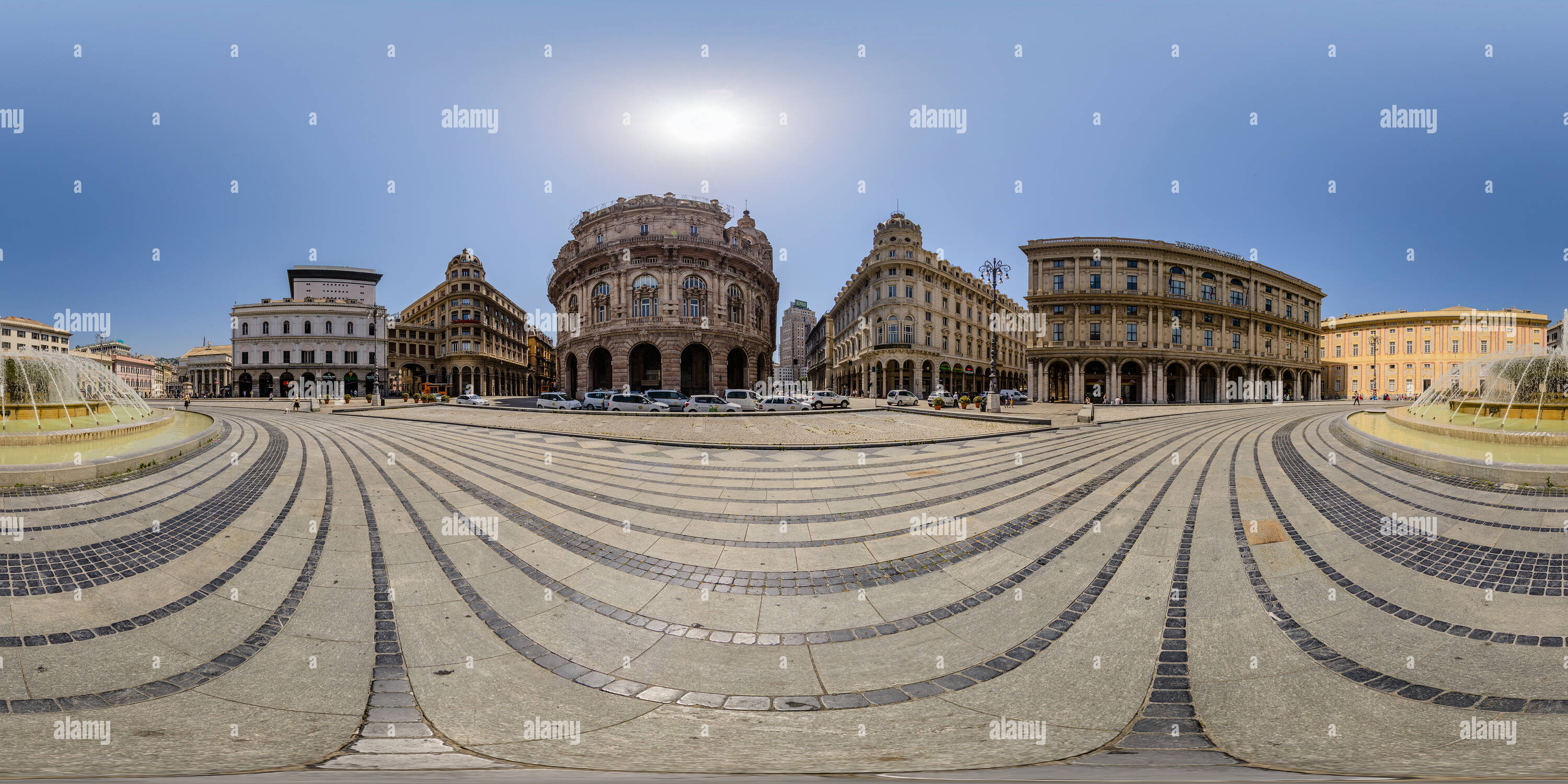 360° view of Genoa - Piazza de Ferrari - Alamy