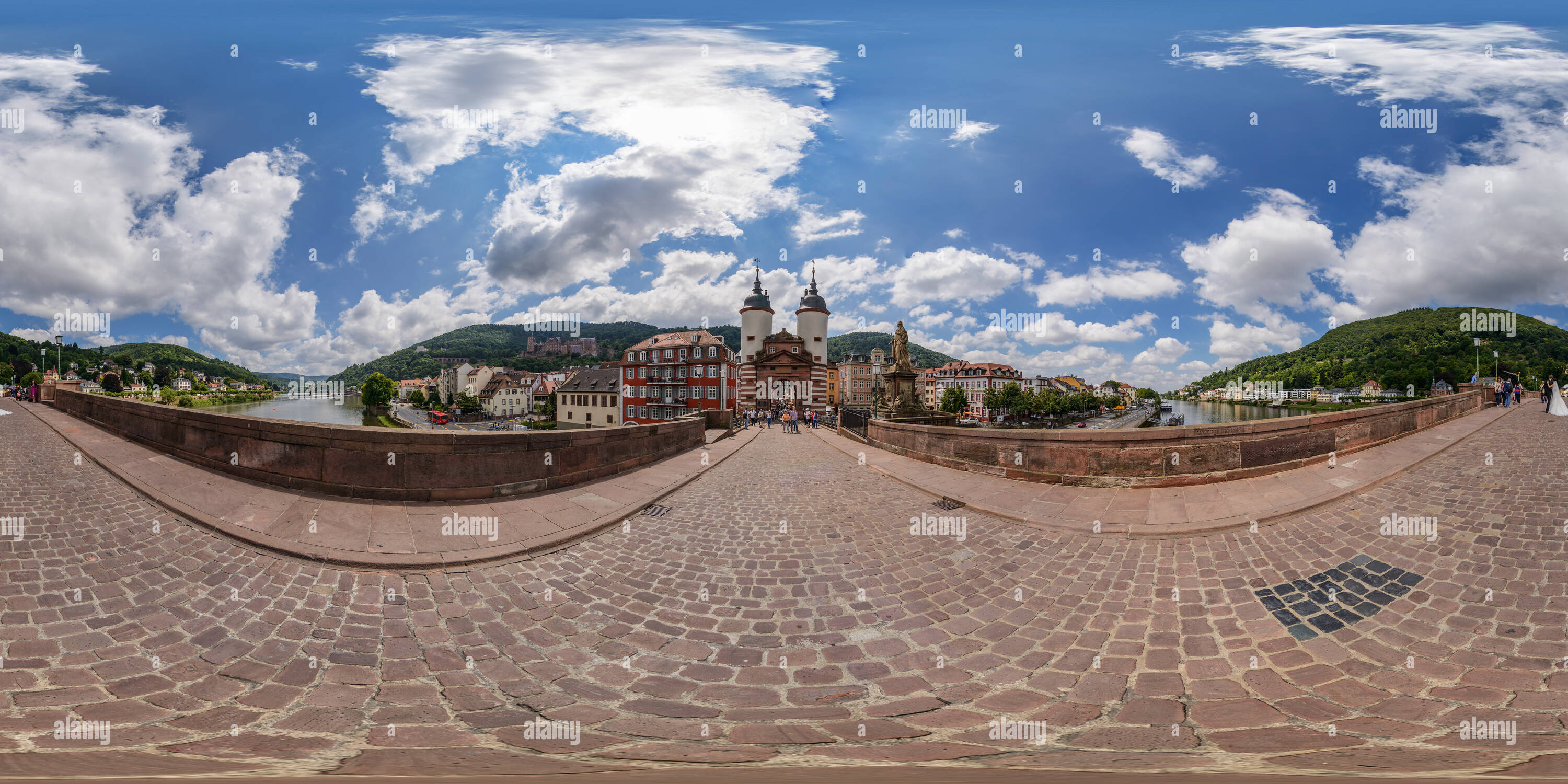 360° view of Heidelberg - on the Karl Theodor Bridge - Alamy