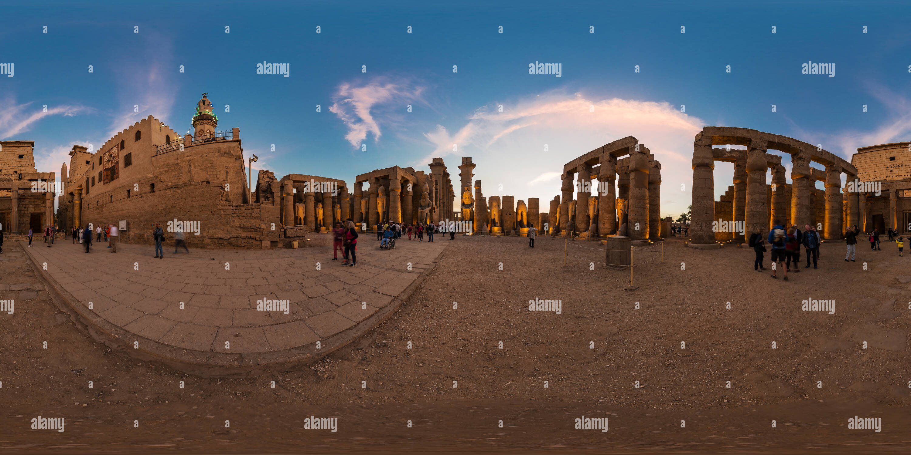 360° view of Luxor temple - Court of Ramesses II at Abu Al-Haggag ...