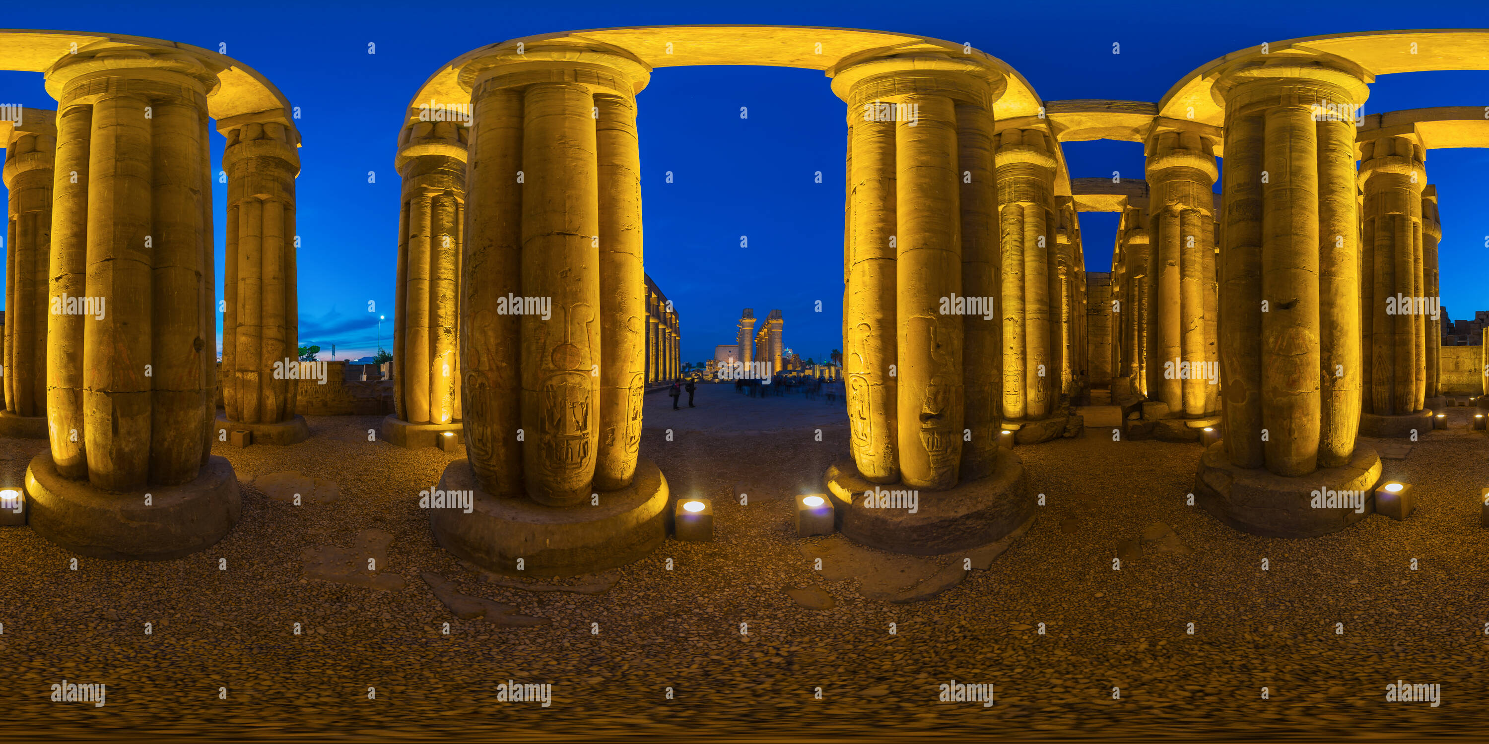 360° view of Hypostyle hall behind the courtyard of Amenhotep III at ...