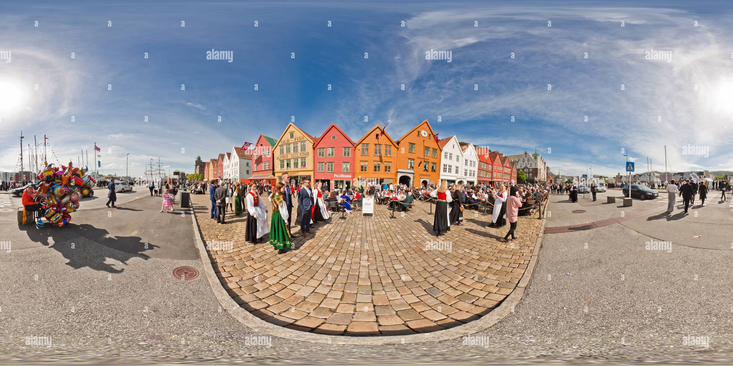 360° view of Norwegian Constitution Day,Bryggen, Bergen, Norway - Alamy