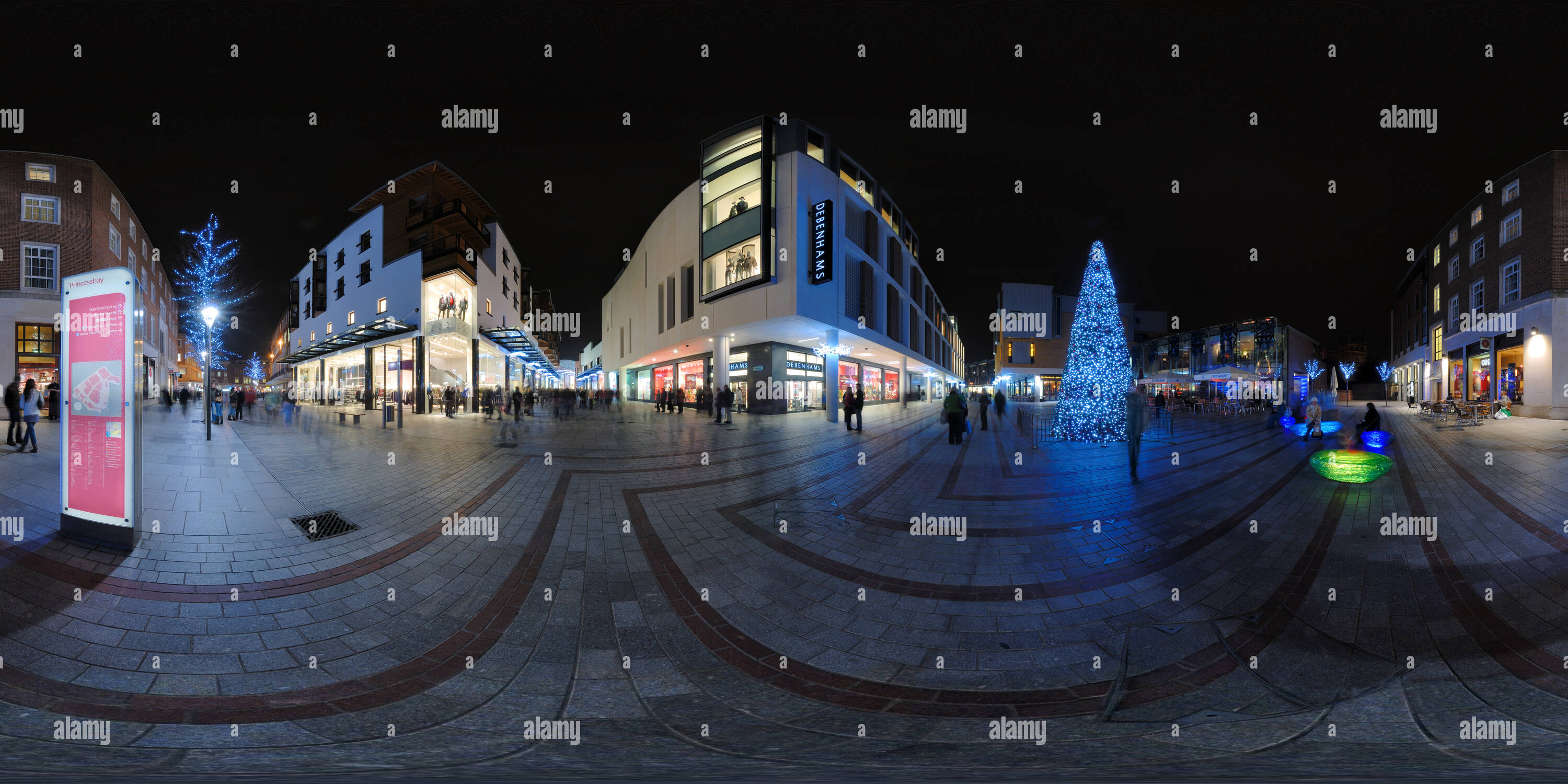 360° view of Princesshay Exeter At Night - Alamy