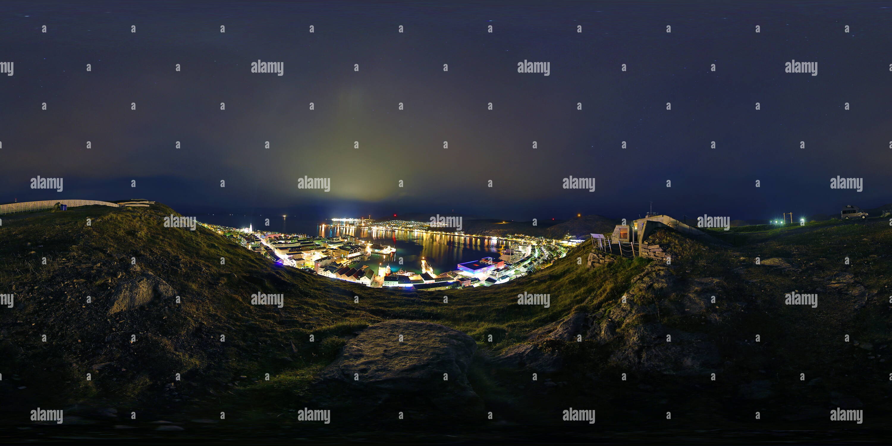 360° view of Hammerfest Varden By Night - Alamy