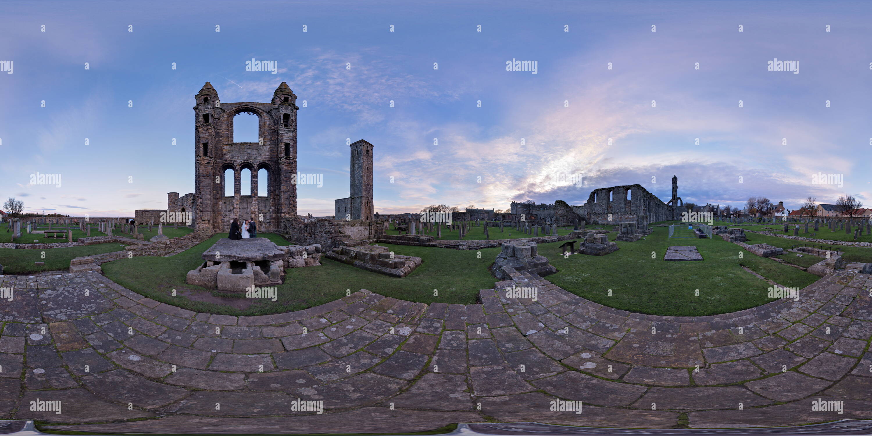 360° view of Sunset over St Andrews Cathedral, St Andrews, Scotland - Alamy