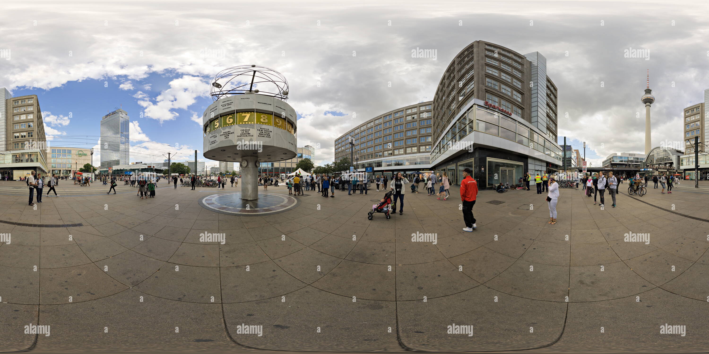 360° view of Urania World Clock, Alexanderplatz, Berlin, Germany - Alamy
