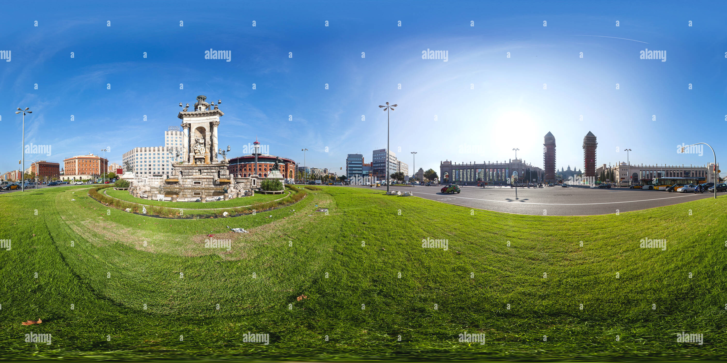 360° view of Plaça d'Espanya in the morning - Barcelona - Spain - Alamy