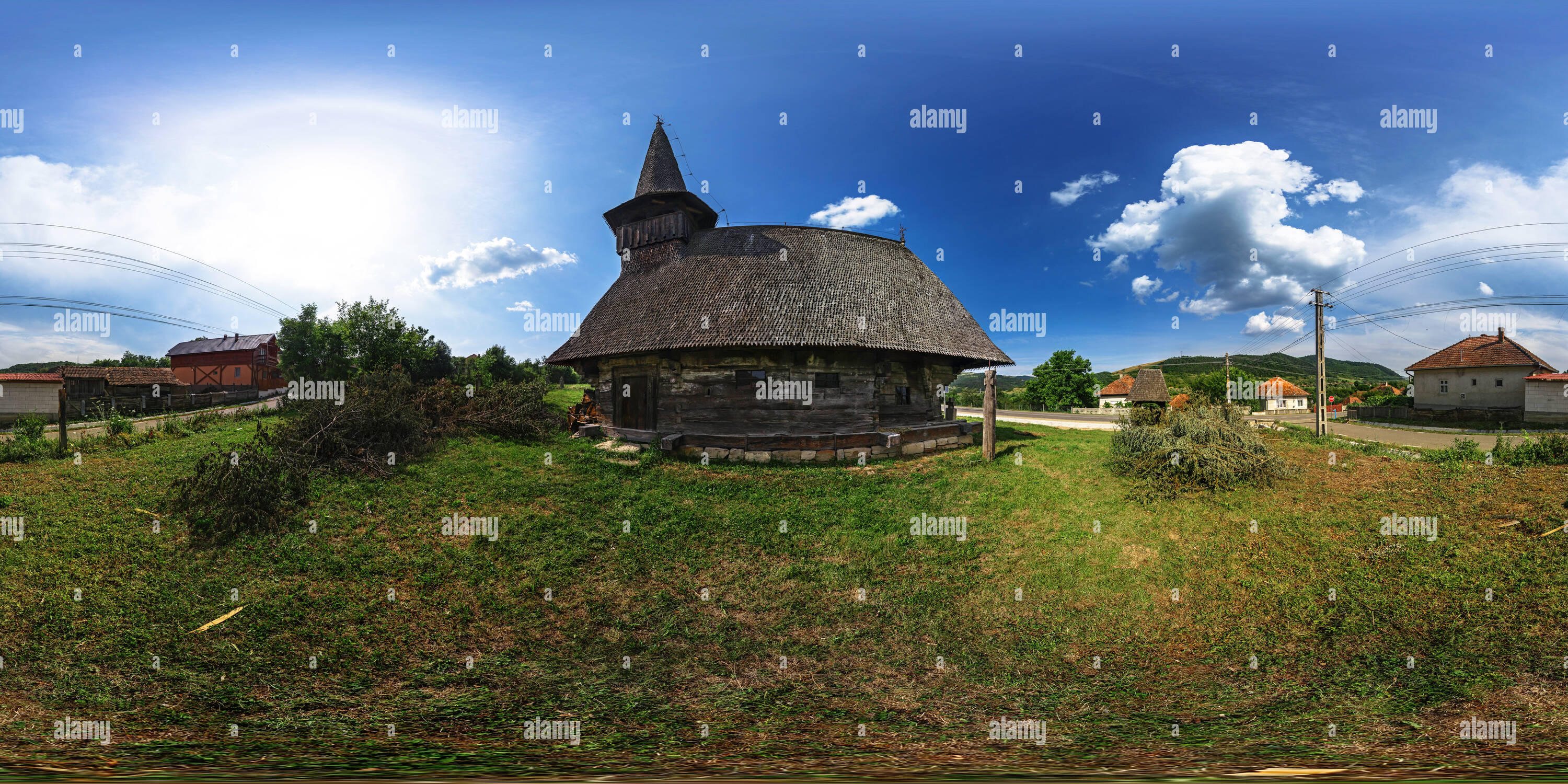 360° view of Wooden church in Baica - Alamy