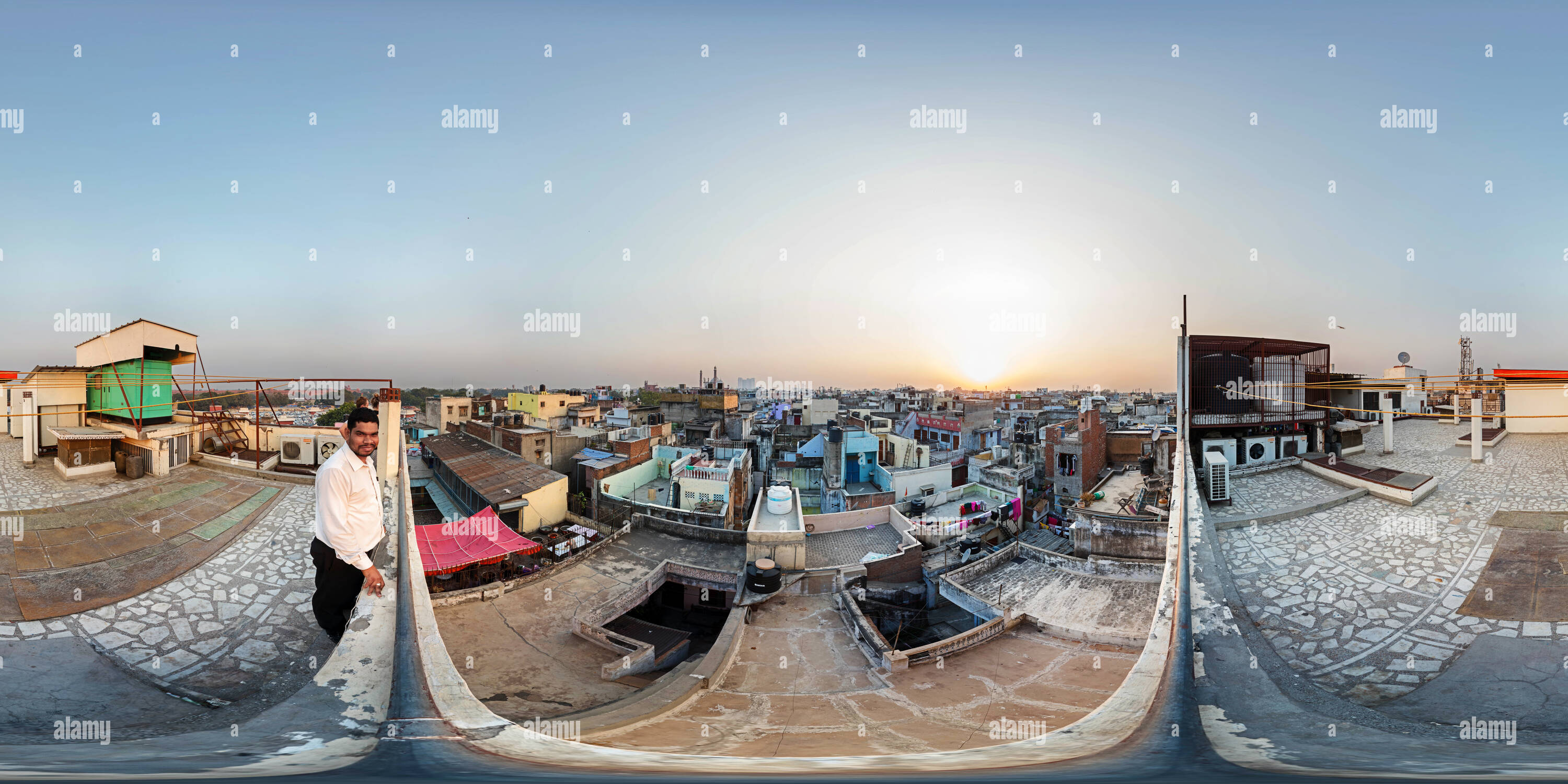 360° view of View from rooftop at sunset - Delhi - Alamy