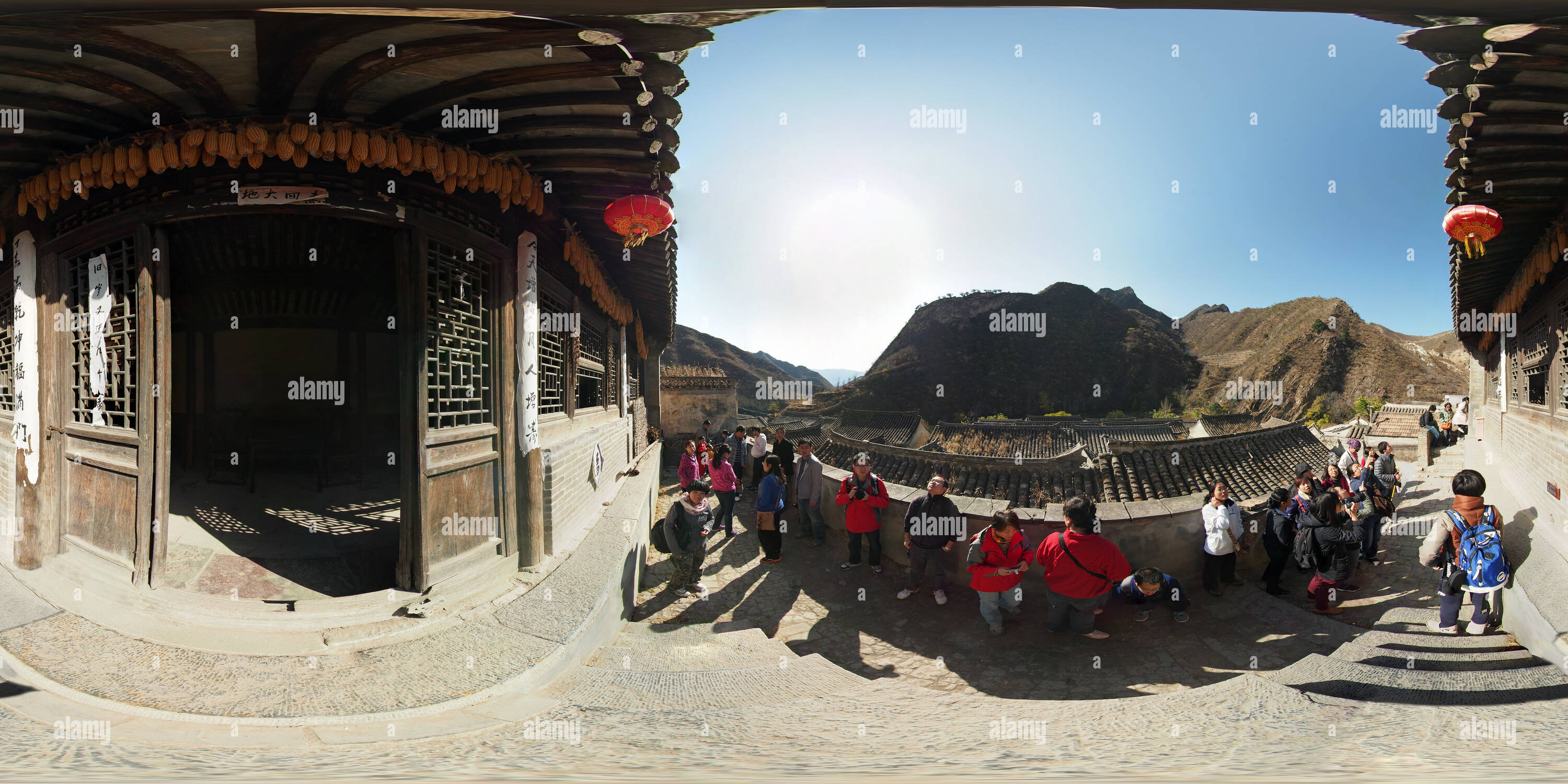 360° view of On the steps of the most important house of Cuandixia - Alamy