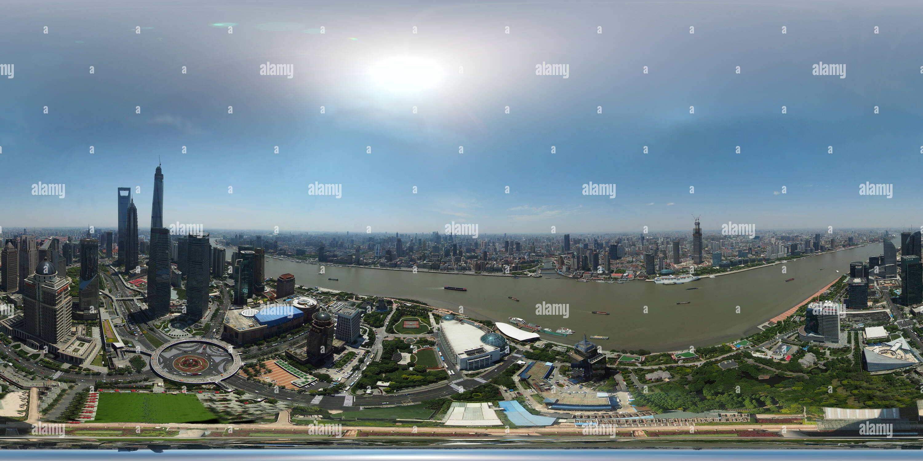 360° view of 2014-05-06 Unobstructed view from the Oriental Pearl Tower ...