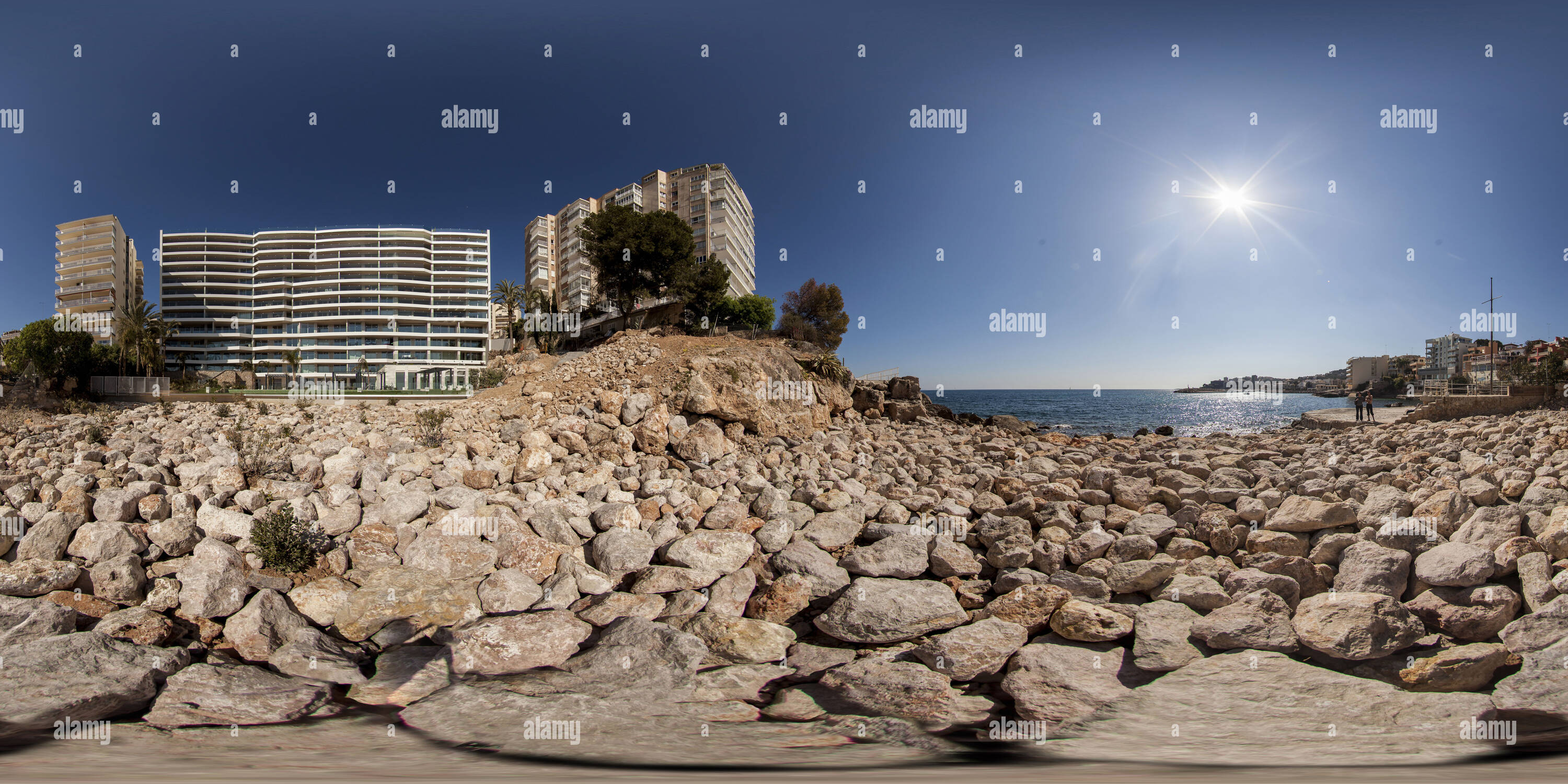 360° view of Beach "Roques De Cala Major" in san agustin - Alamy