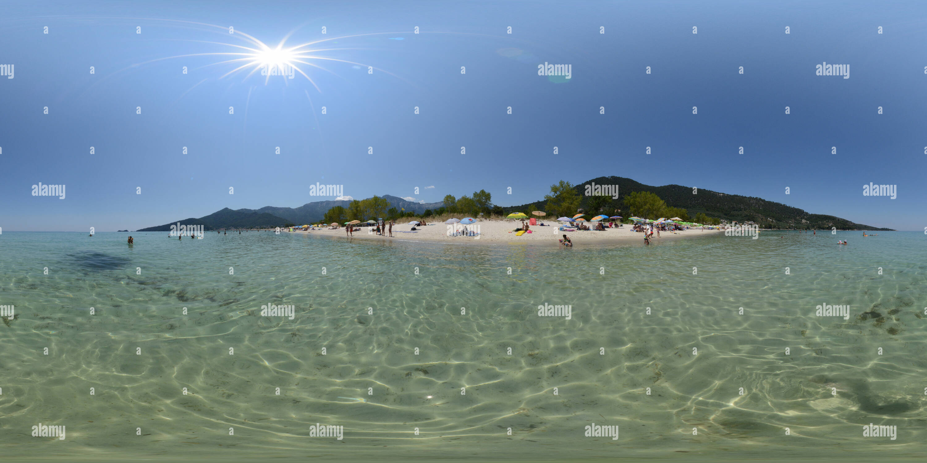 360° view of Golden beach [Tasos] - Alamy