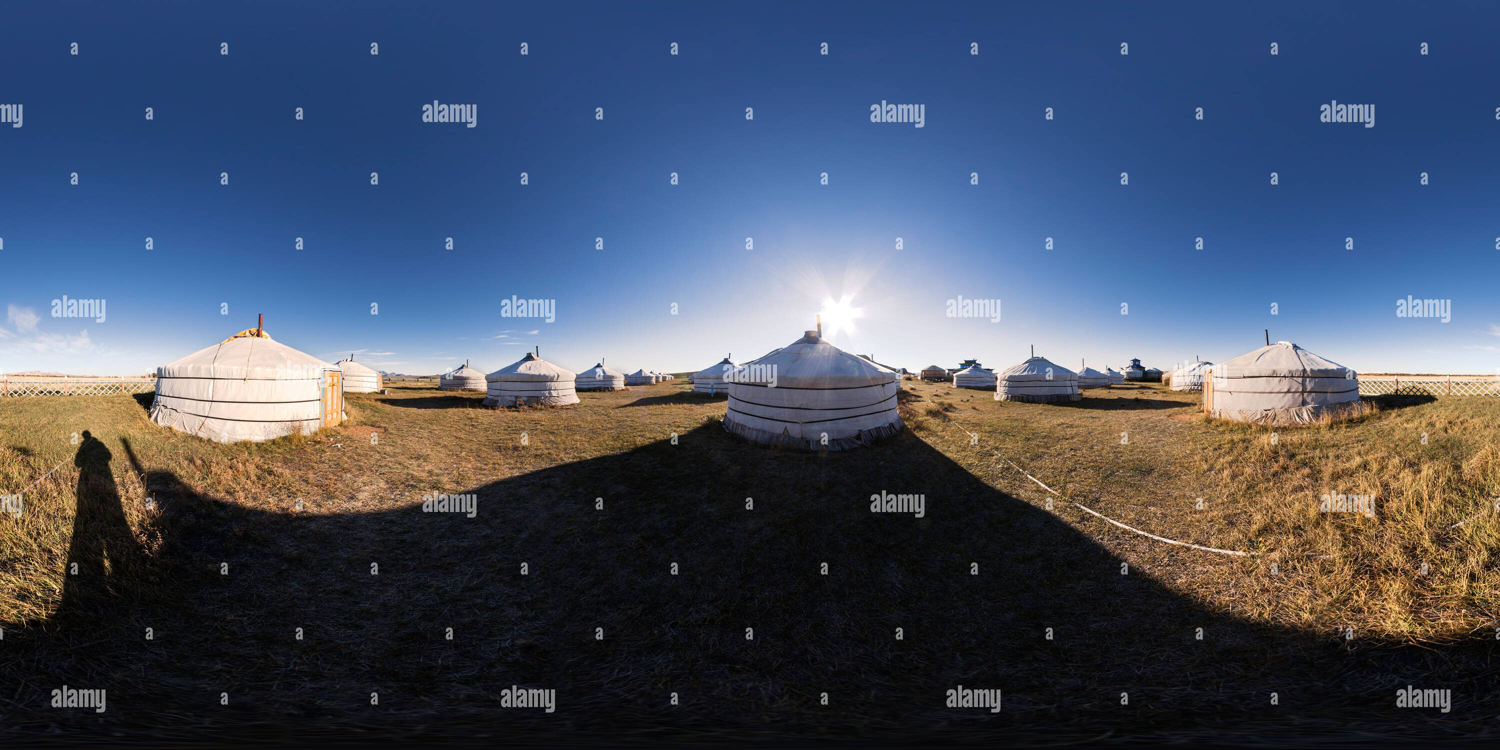 360° view of bayan gobi ger camp in hogno khaan nature reserve in ...