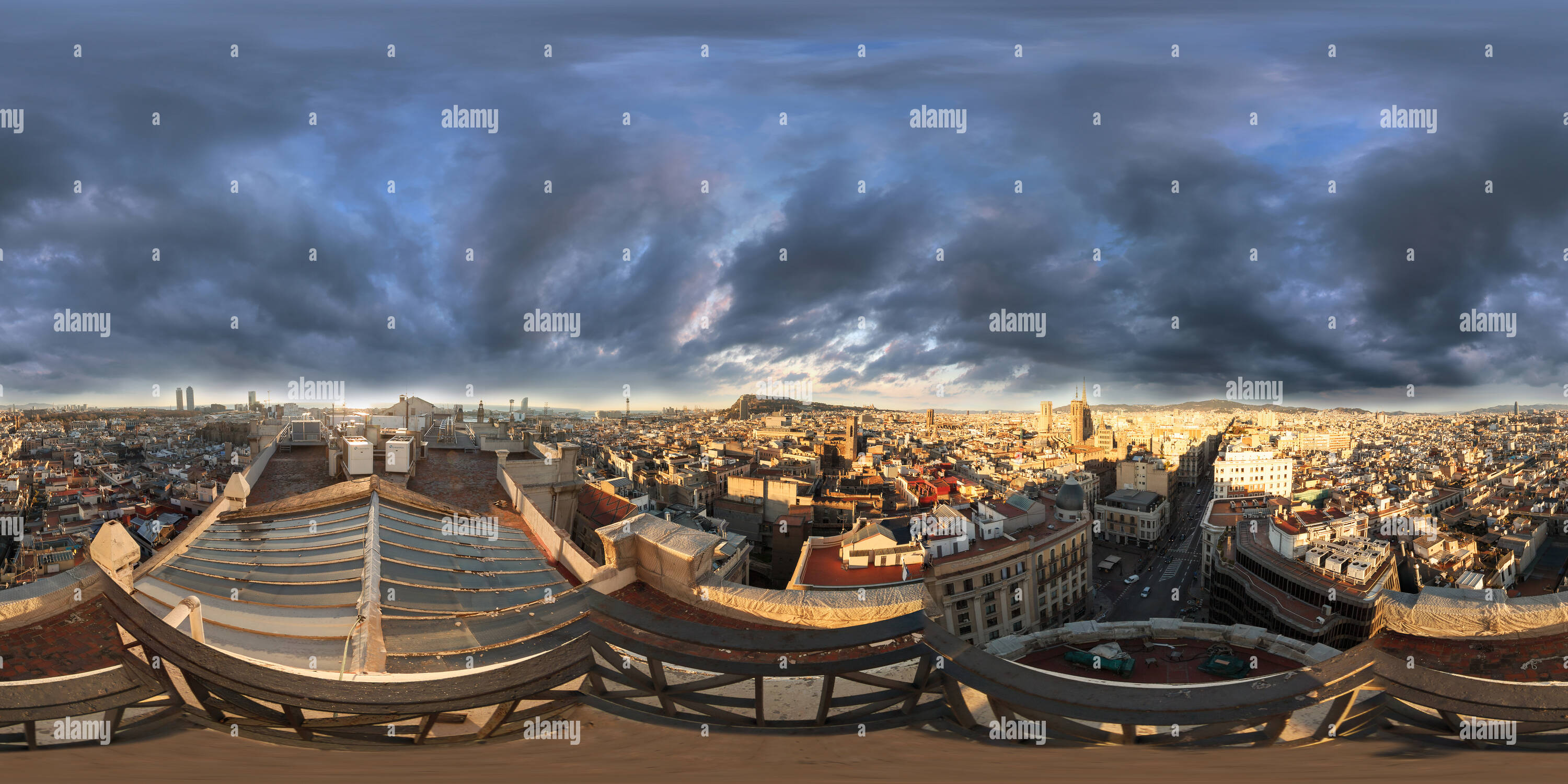 360° view of barcelona from via laietana - Alamy