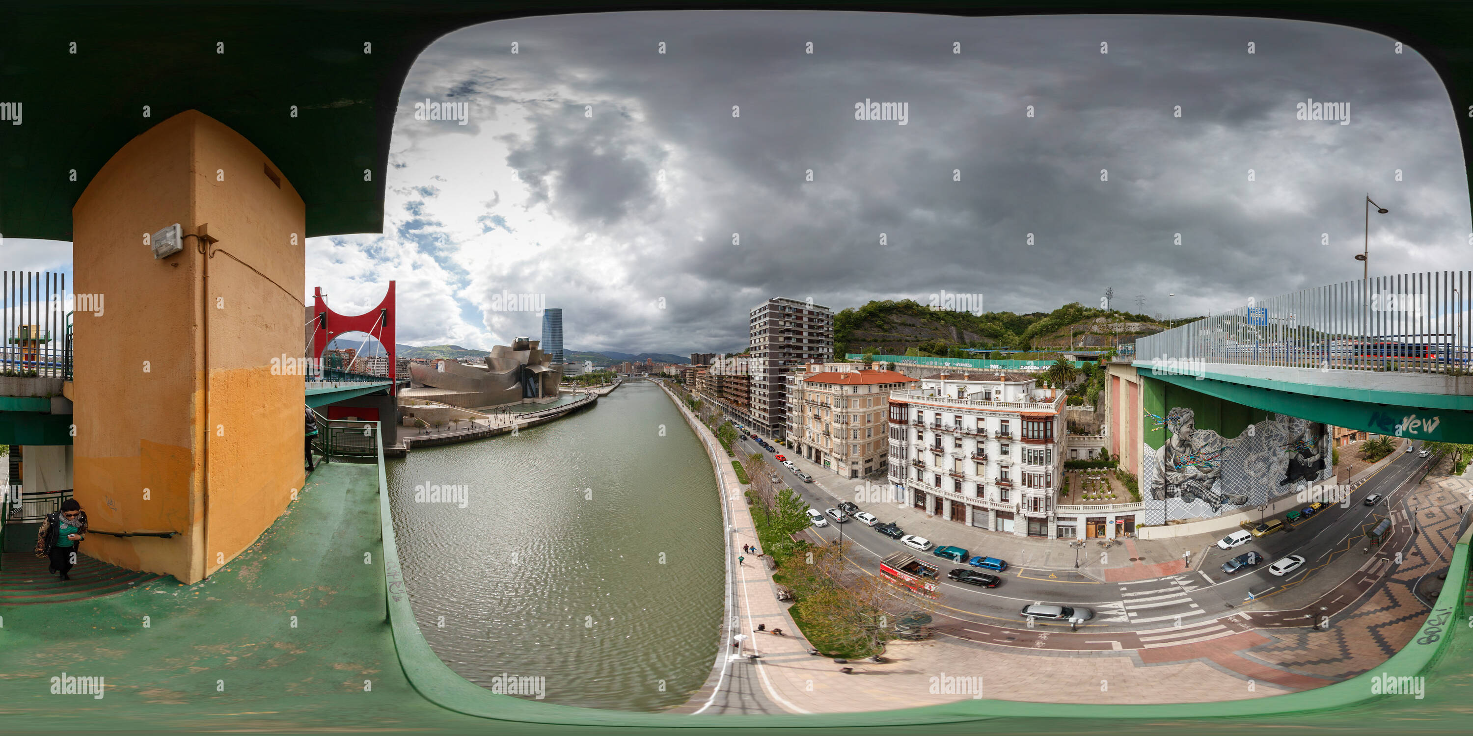 360° view of guggenheim bilbao from salbeko bridge, spain - Alamy