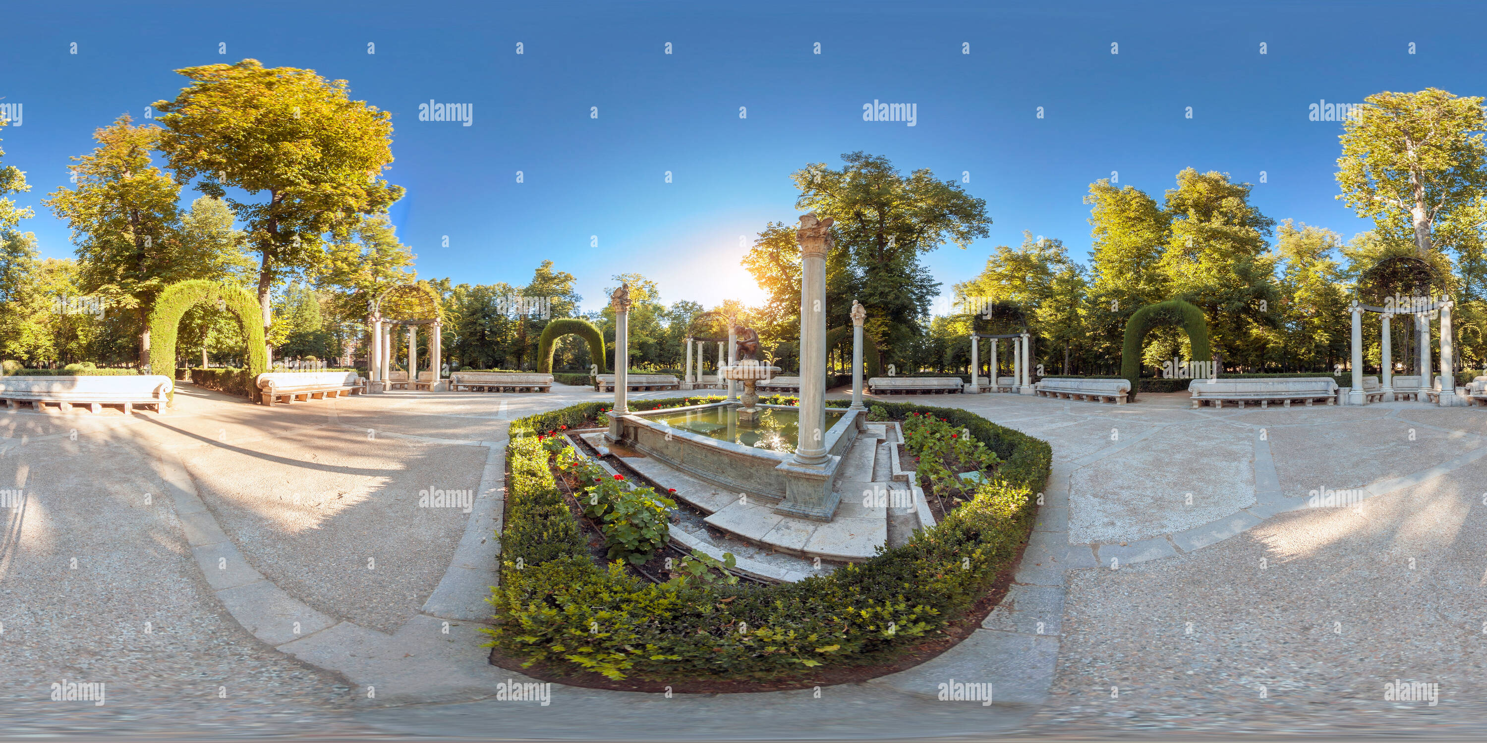 360° view of fountain of the espinario. garden of the island. royal ...