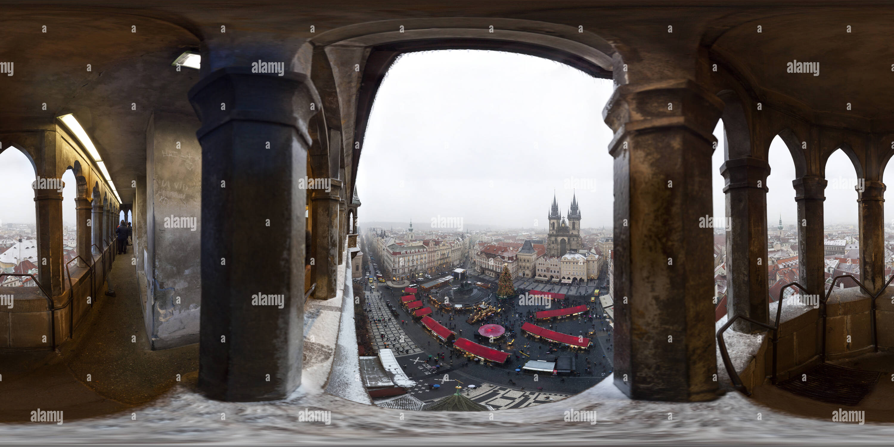 360° view of prague from clock tower in old town - Alamy