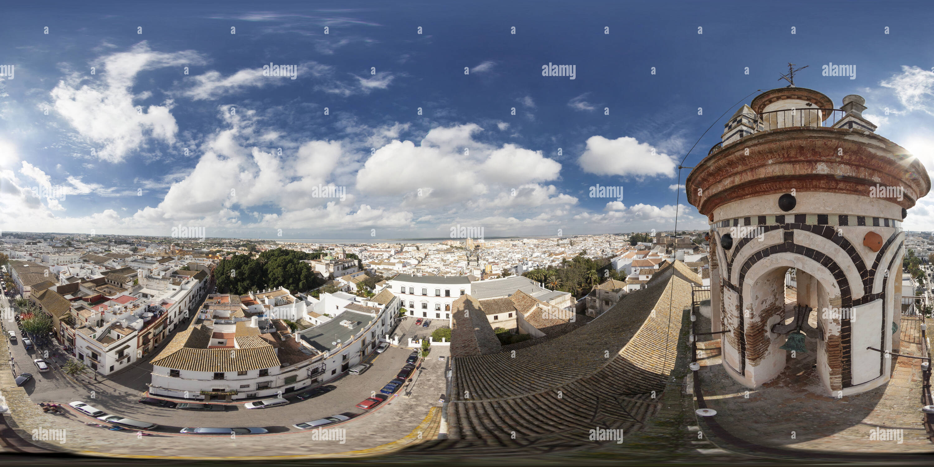 360° view of sanlucar de barrameda from belltower of santa maria de la ...