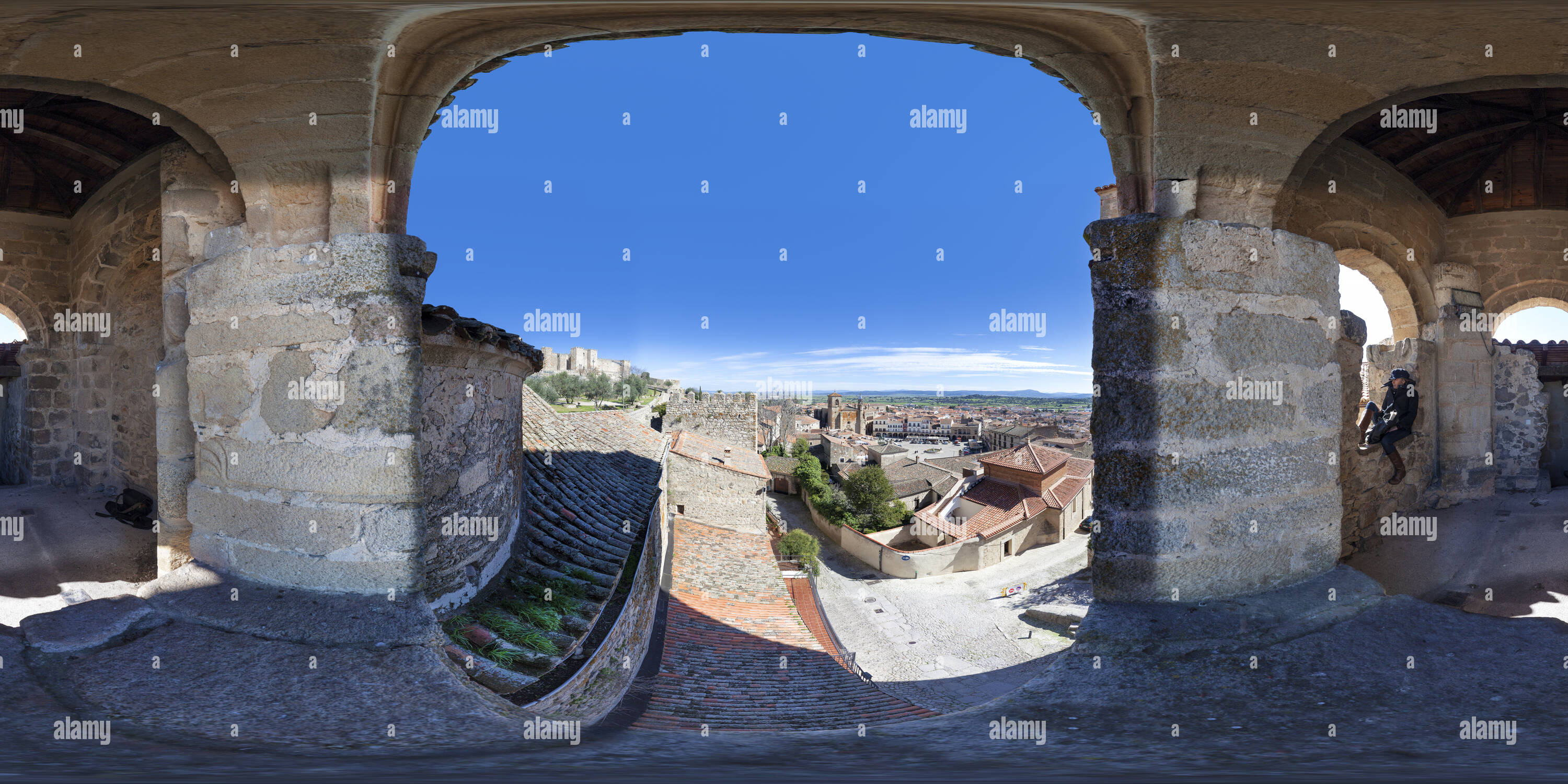 360° view of Trujillo from tower of Santiago church. Spain - Alamy