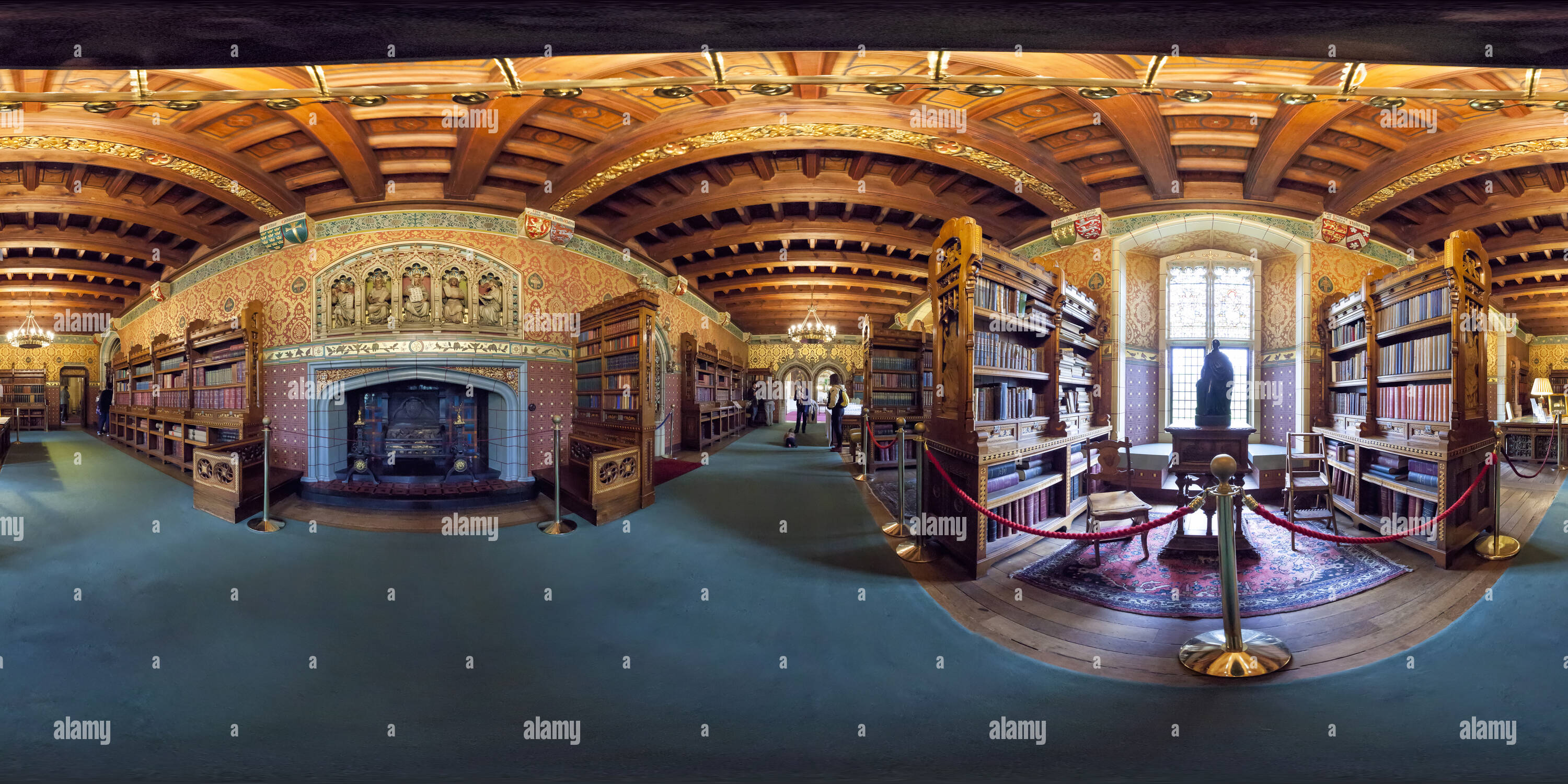 360° view of The Library of the Castle Aparments. Cardiff, Wales. UK ...