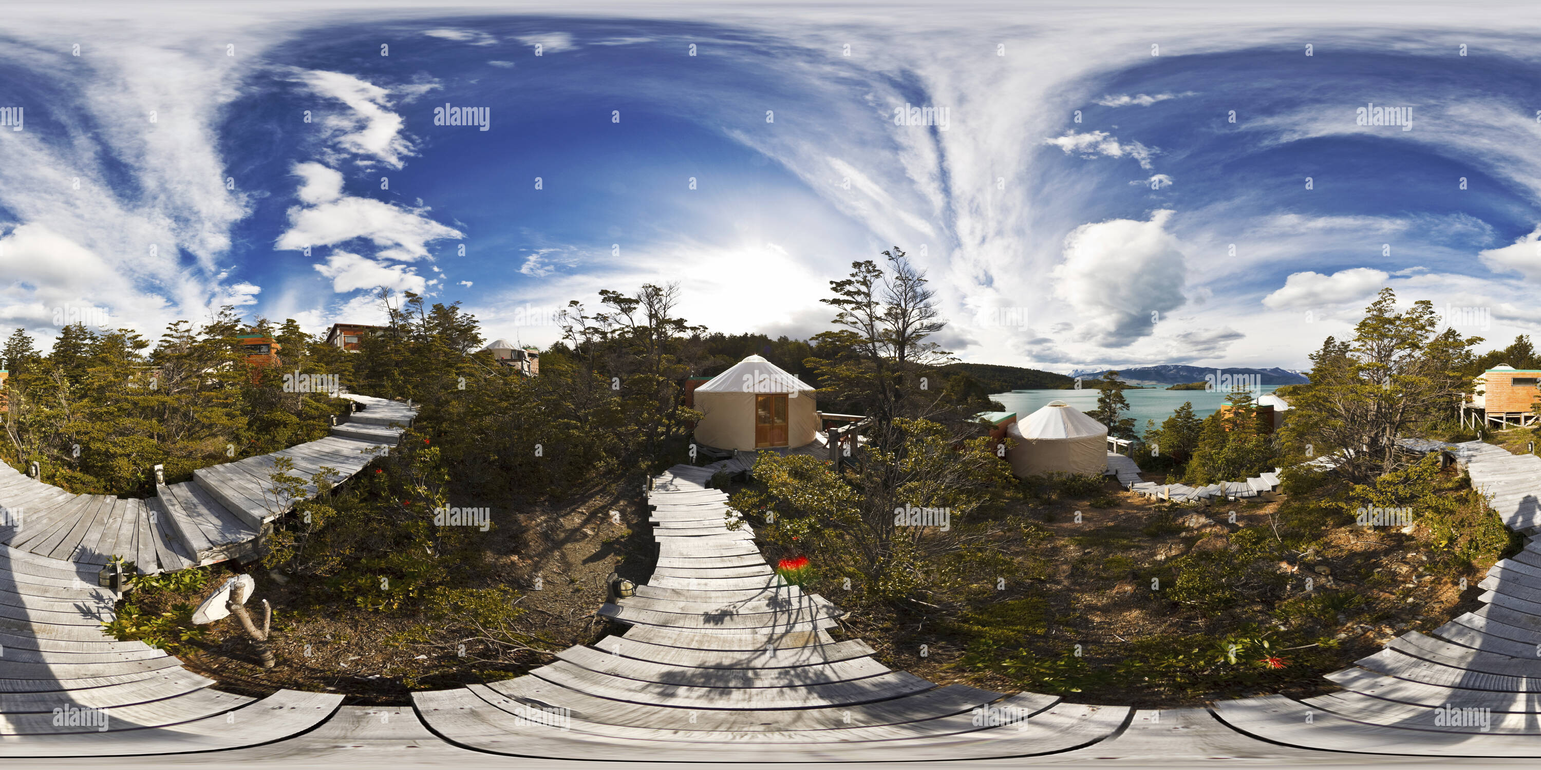 360° view of patagonia camp. Toro Lake. Argentina - Alamy