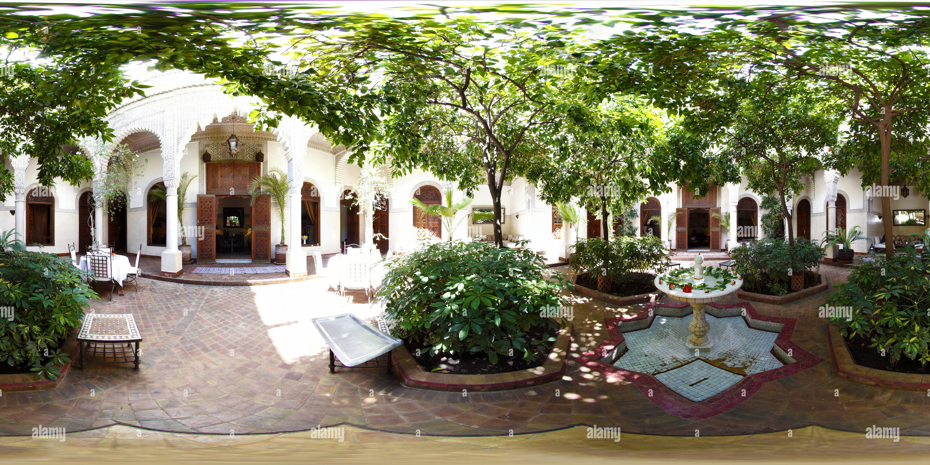 360° view of moroccan traditional riad. marrakech. morocco - Alamy