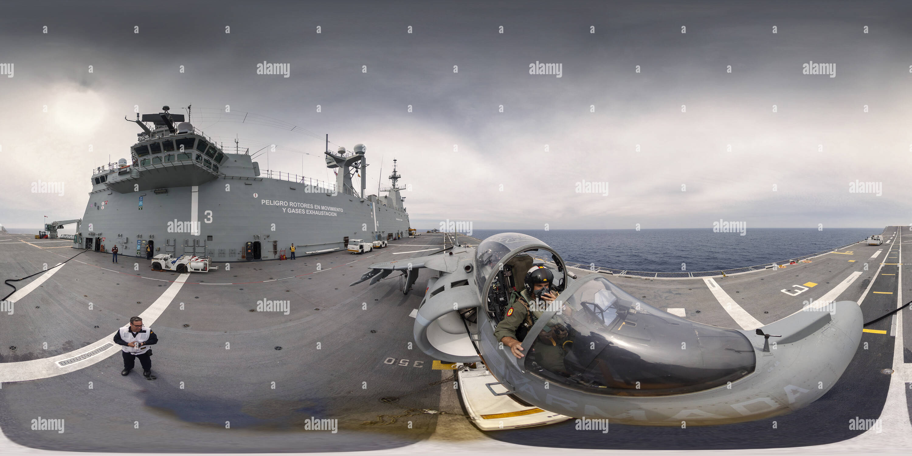 360° view of harrier in The spanish amphibious ship aircraft carrier ...