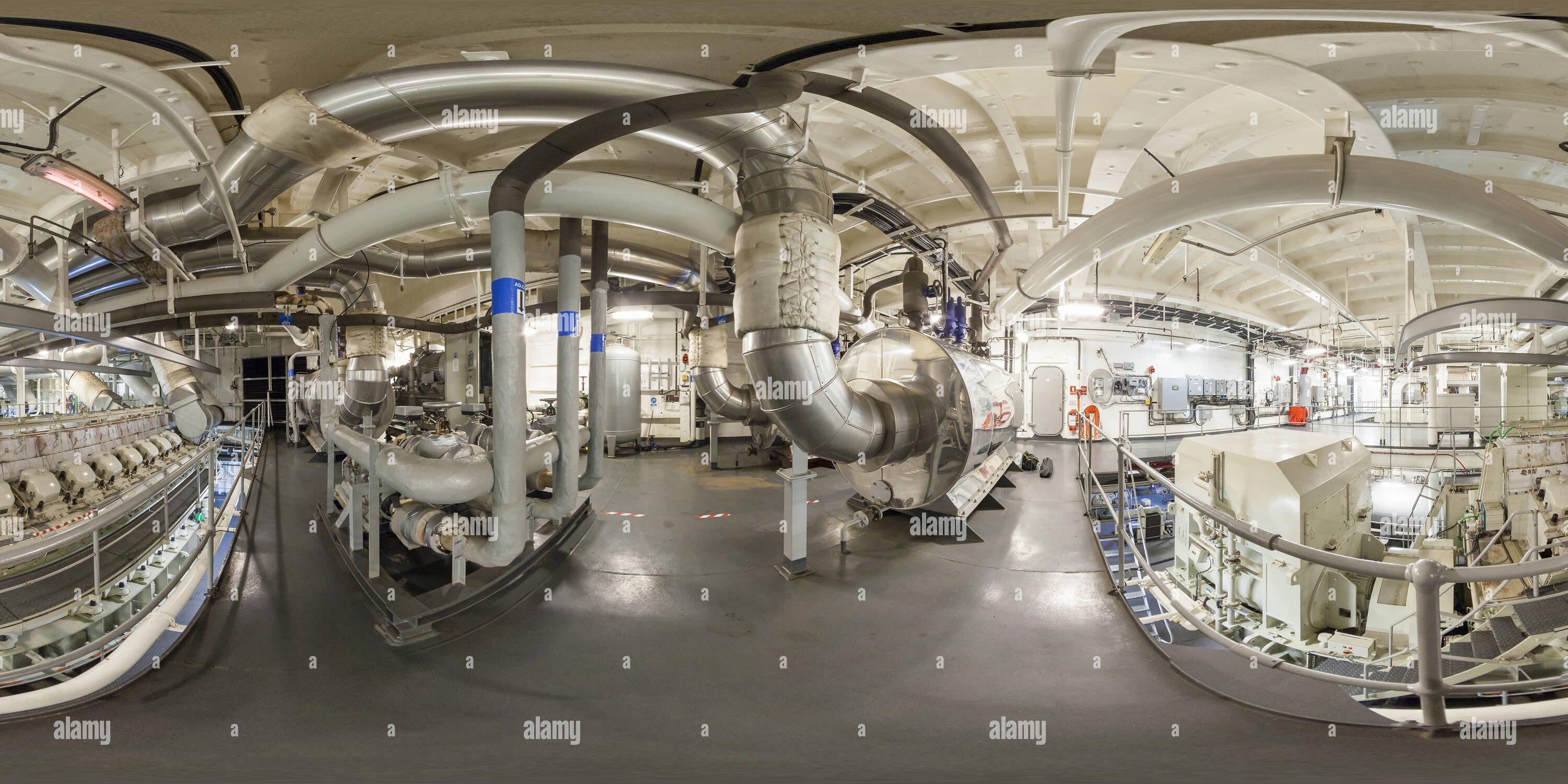 360° view of Machine room in The spanish amphibious ship aircraft ...