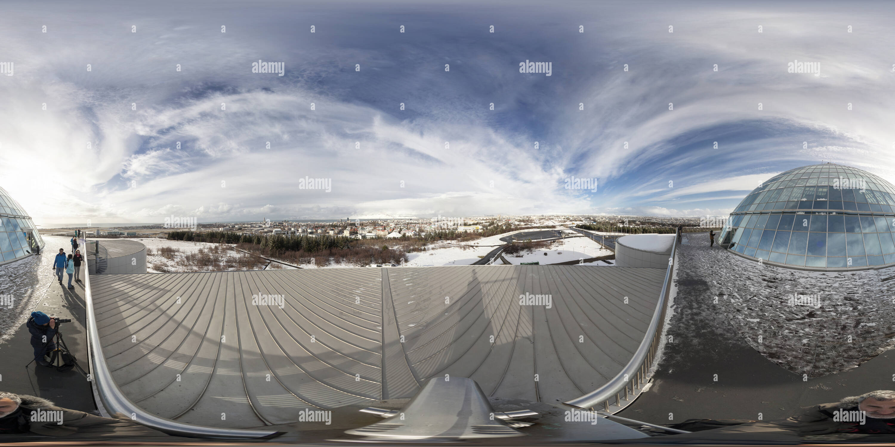 360° view of Panorama of Reykjavik seen from Perlan in winter. Iceland ...