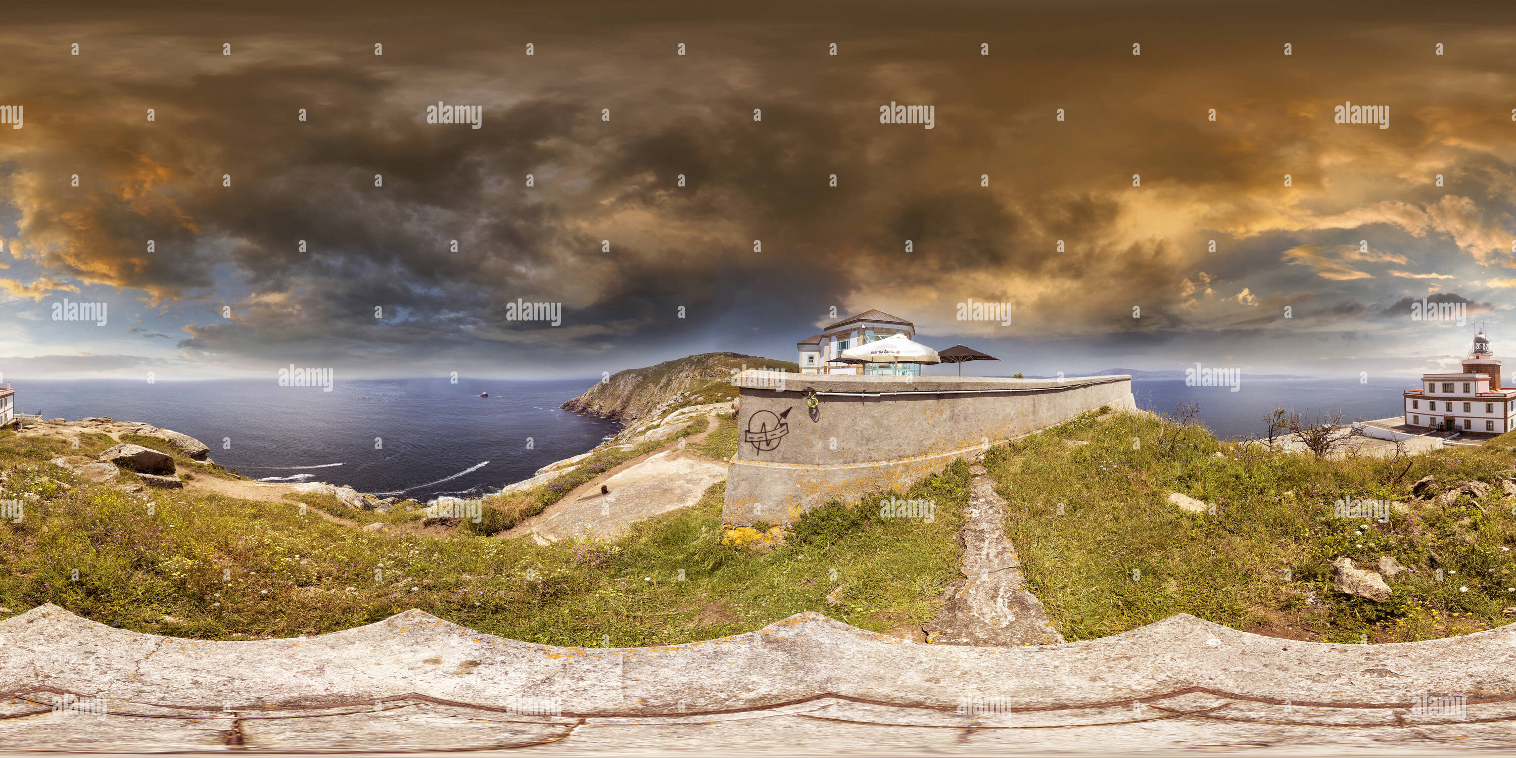 360° view of Finisterre lighthouse. galicia. spain - Alamy