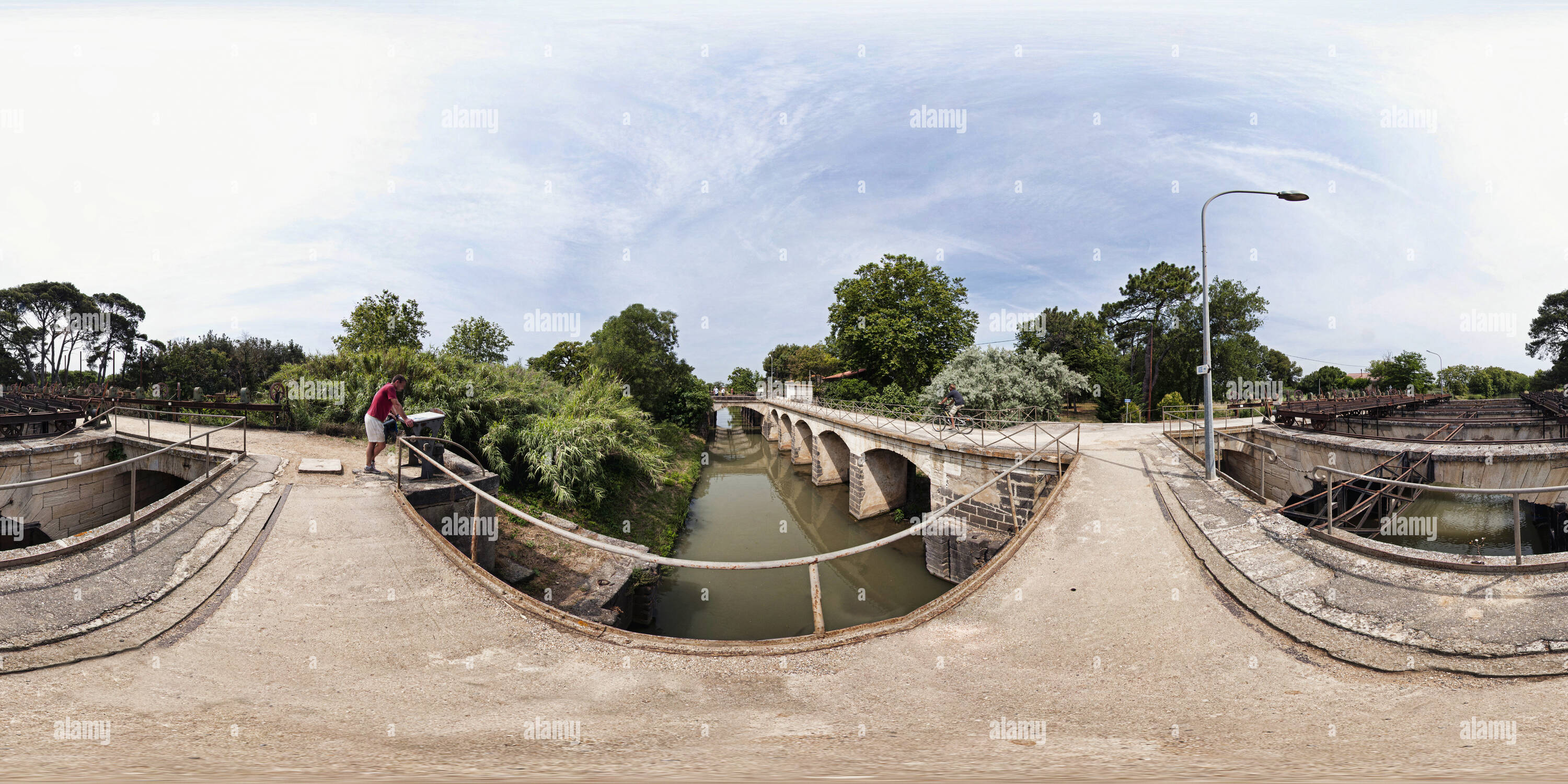 360° view of Mobile bridge-cover on the Libron river, Vias - Canal du ...