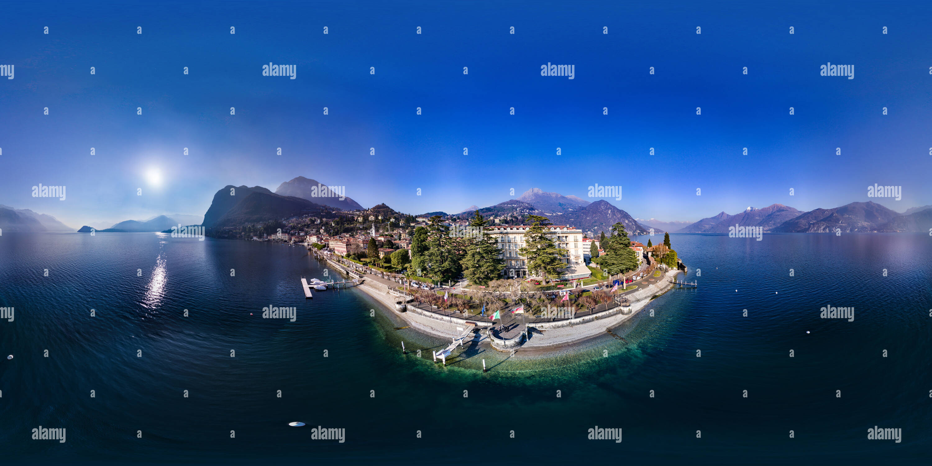 360° view of Lake Como - Menaggio Areal View - Alamy